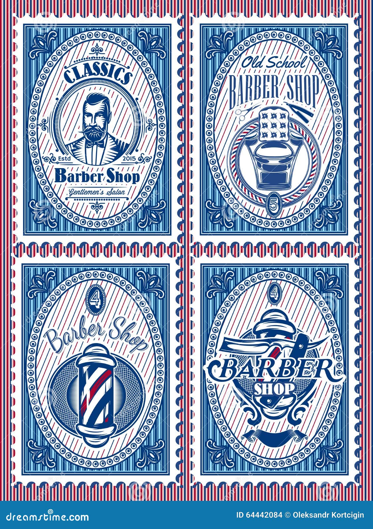 Set Template of Stamps with Elements Barbershop Stock Vector ...