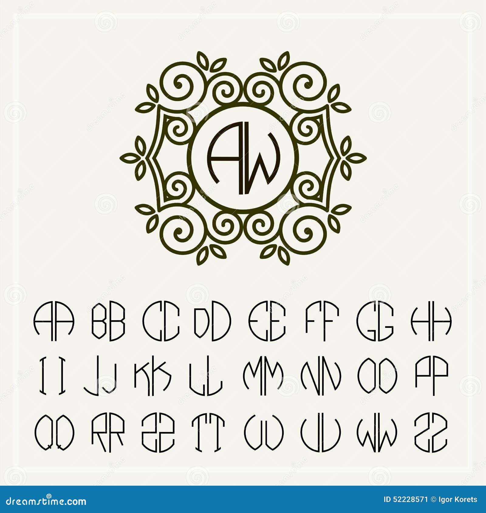Set Template To Create Monograms Of Two Letters Cartoon Vector ...