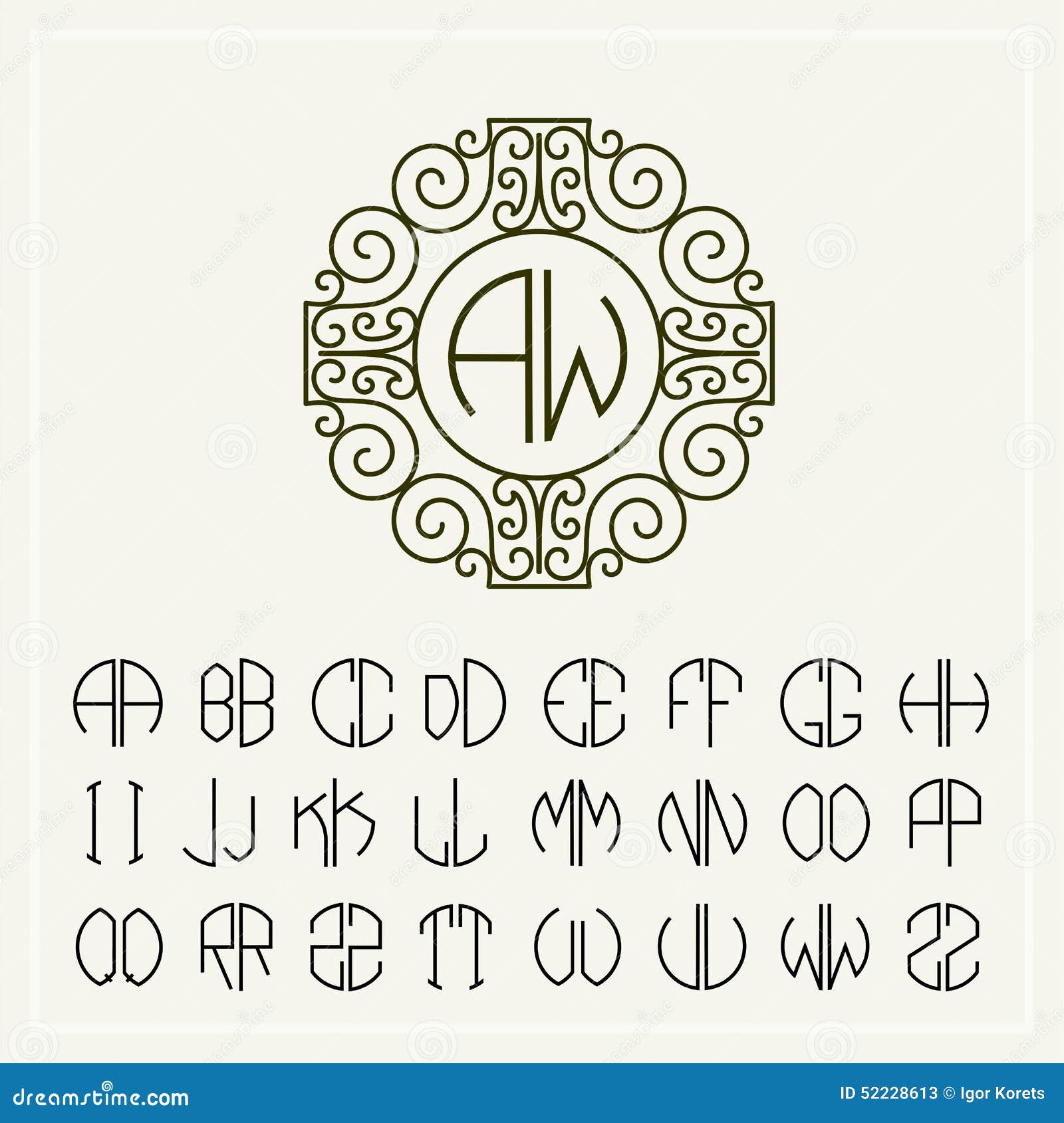 Set Template To Create Monograms of Two Letters Stock Vector ...