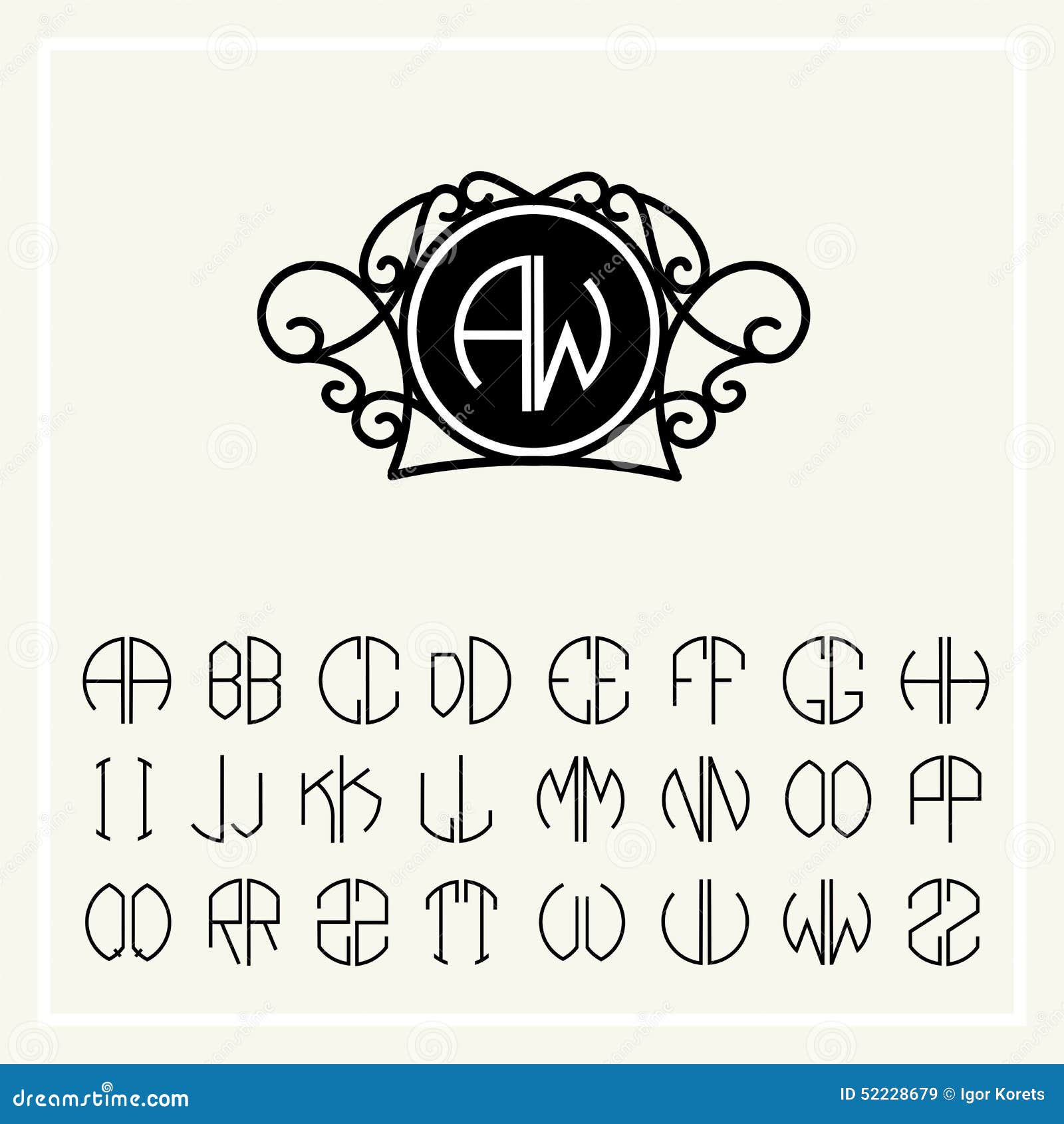 Set Template To Create Monograms Of Two Letters Cartoon Vector ...