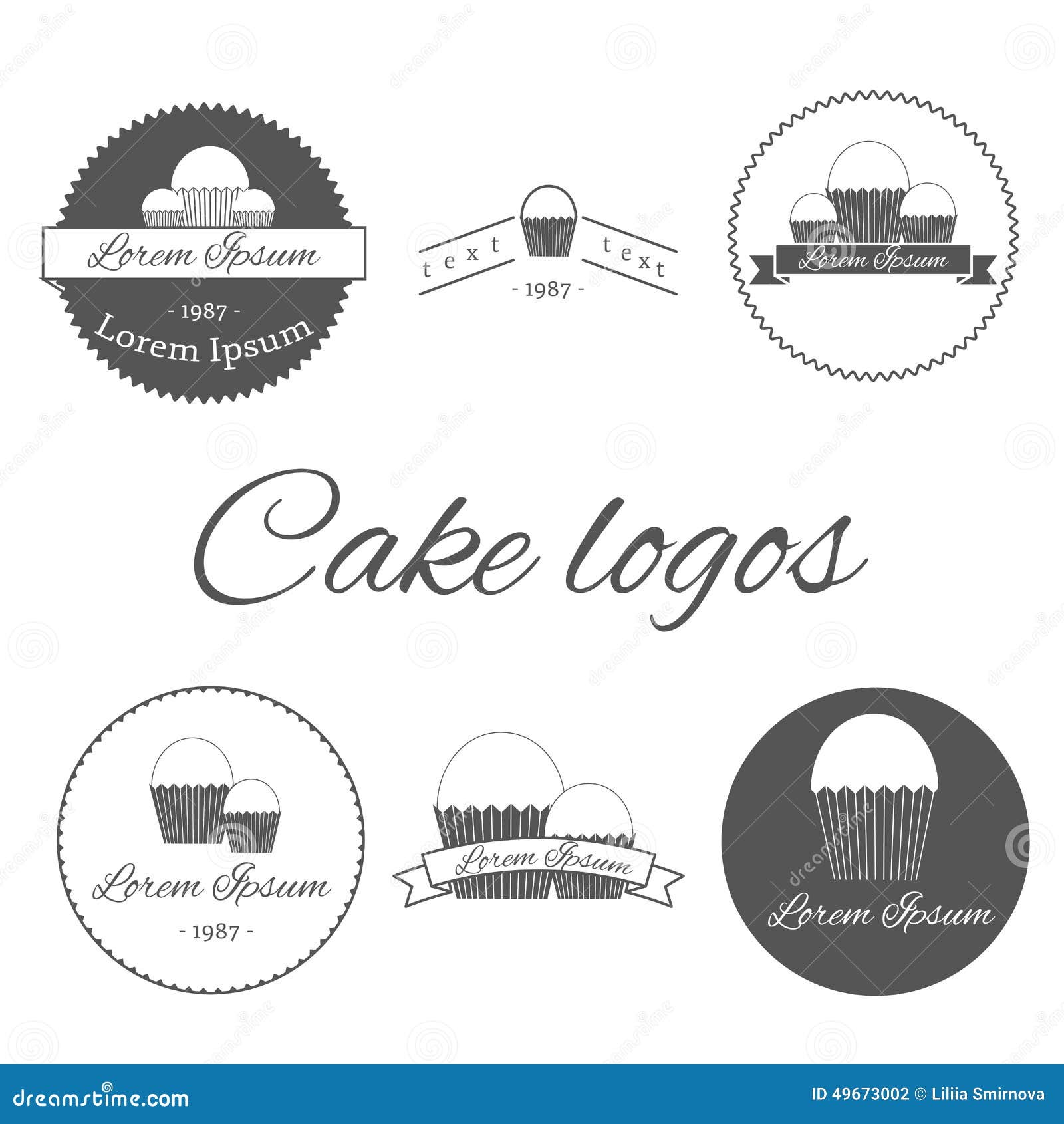 Set Of Templates With Cakes For Logos Vector Illustration ...