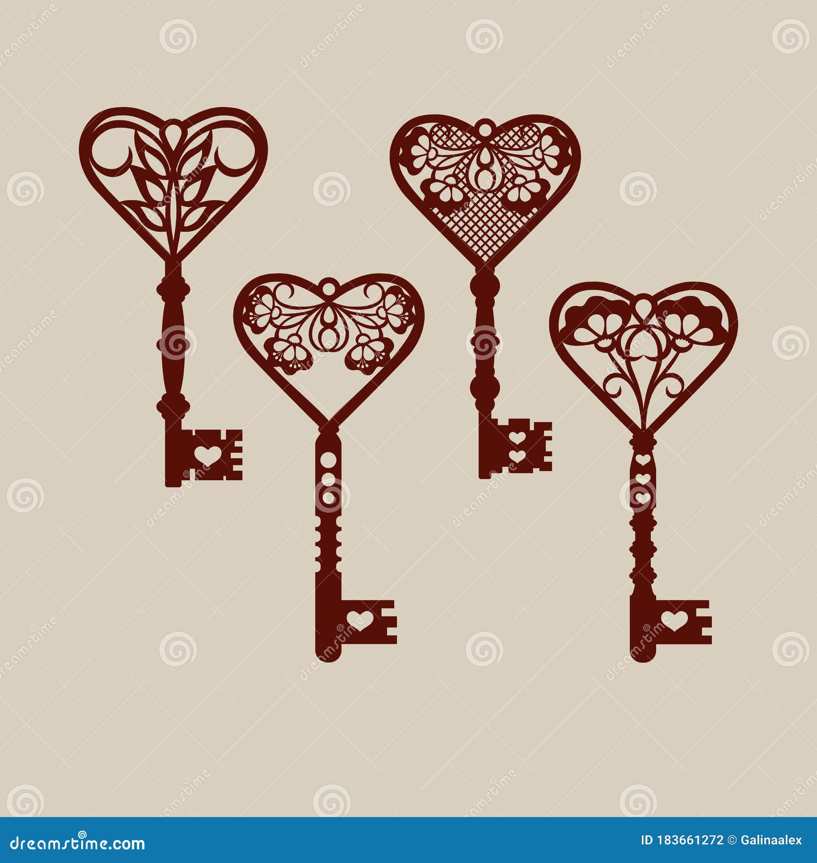 Set of Templates of Decorative Keys for Laser Cutting Stock Vector ...
