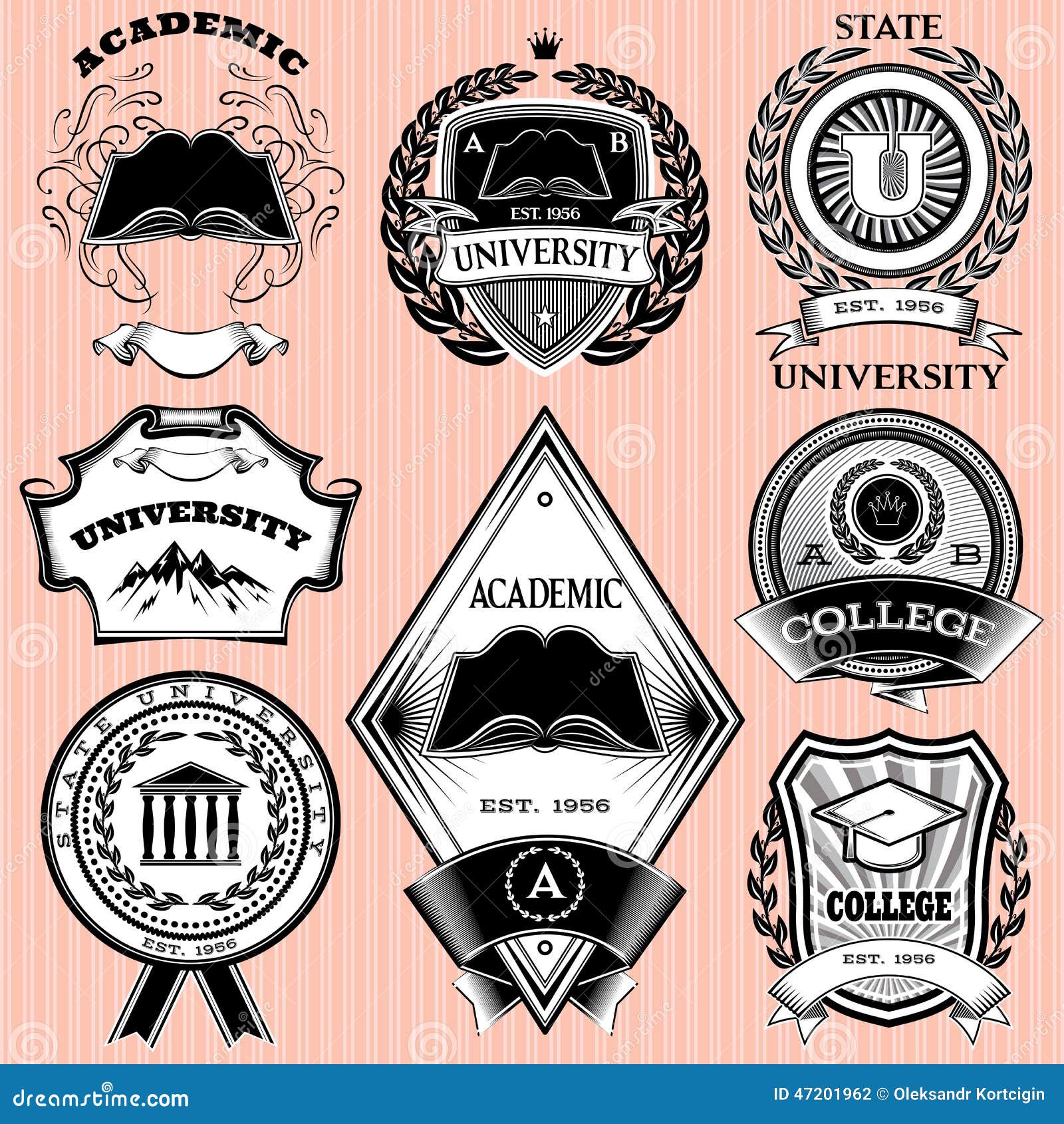 Set of Templates for Emblem in Education Stock Vector - Illustration of ...