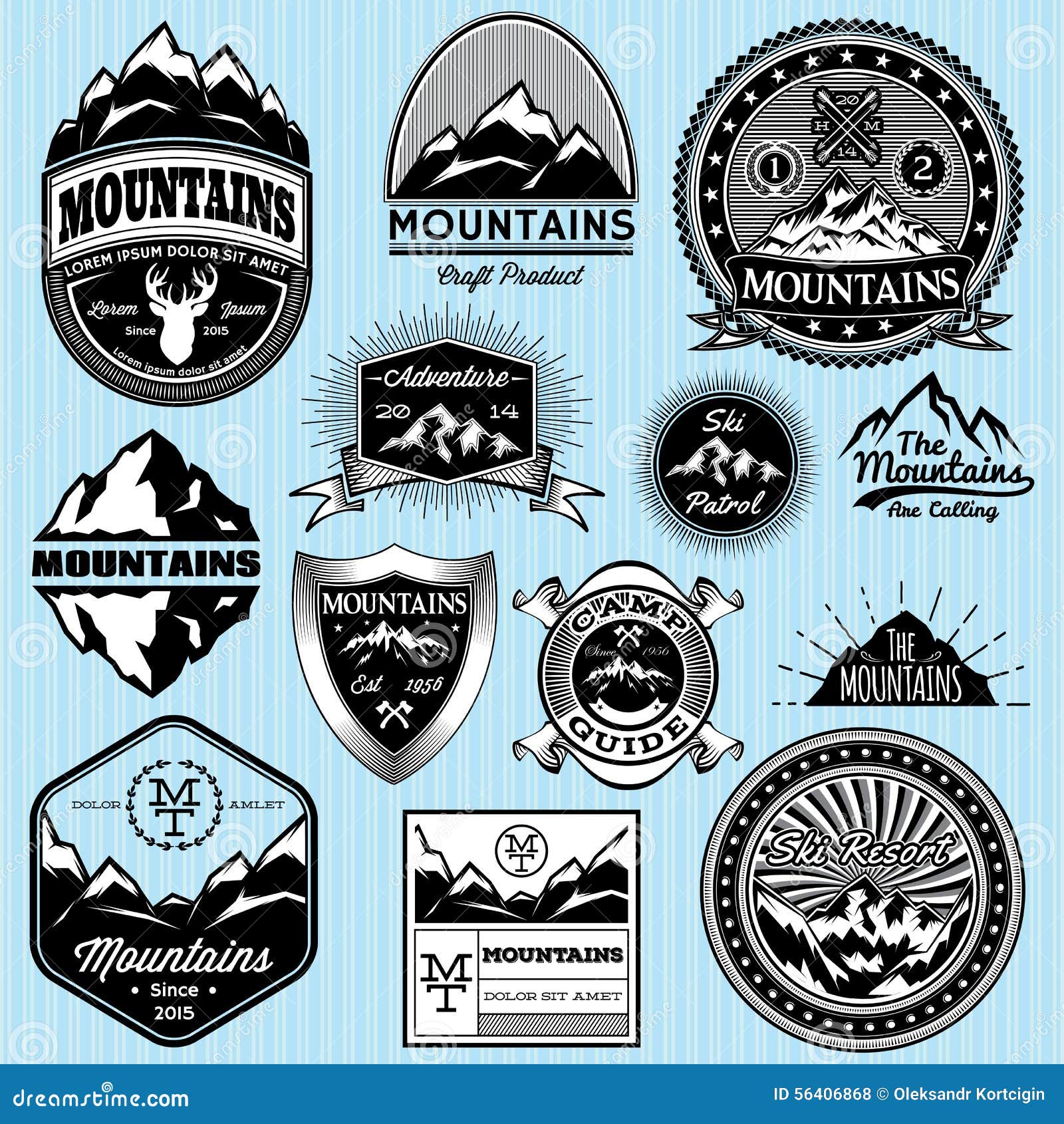 Set of Templates for Emblems with Different Mountains Stock ...