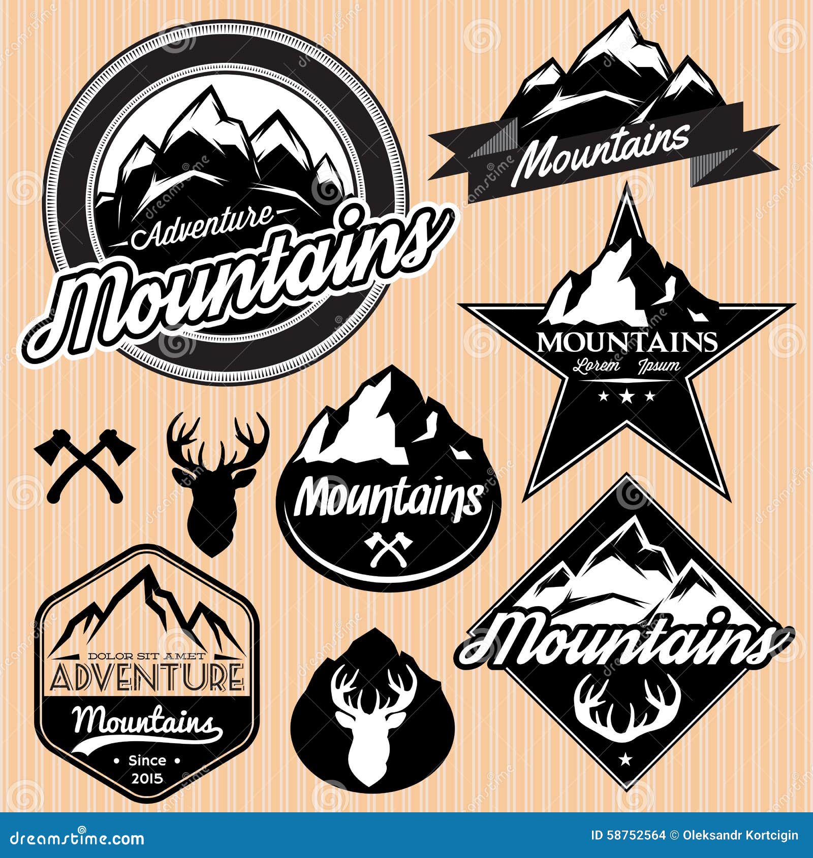 Set of Templates for Emblems with Different Mountains Stock Vector ...