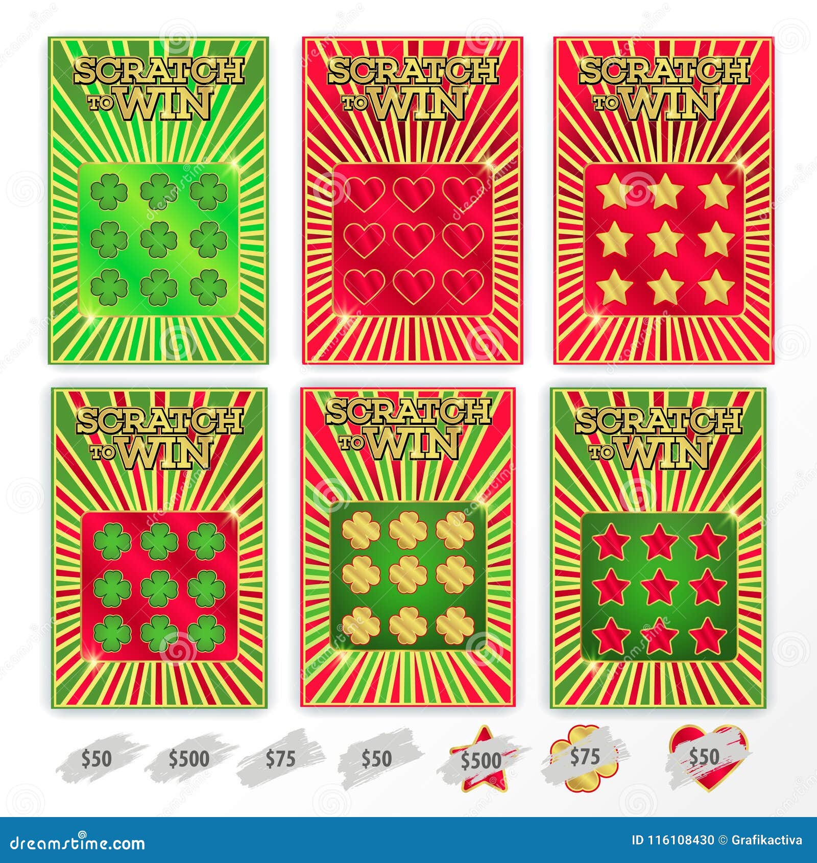 Set of Templates for Gambling Tickets. Text Scratch To Win Gold Stock ...