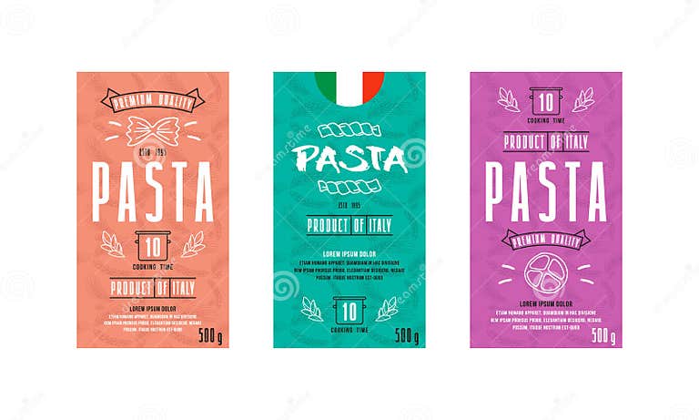Set of Templates Label for Pasta Stock Vector - Illustration of food ...