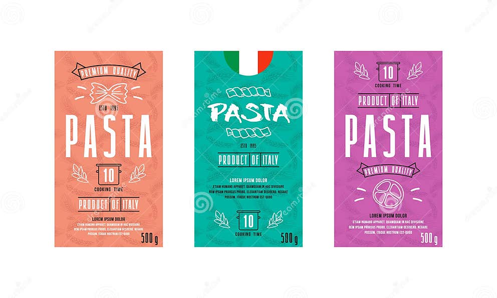 Set of Templates Label for Pasta Stock Vector - Illustration of food ...