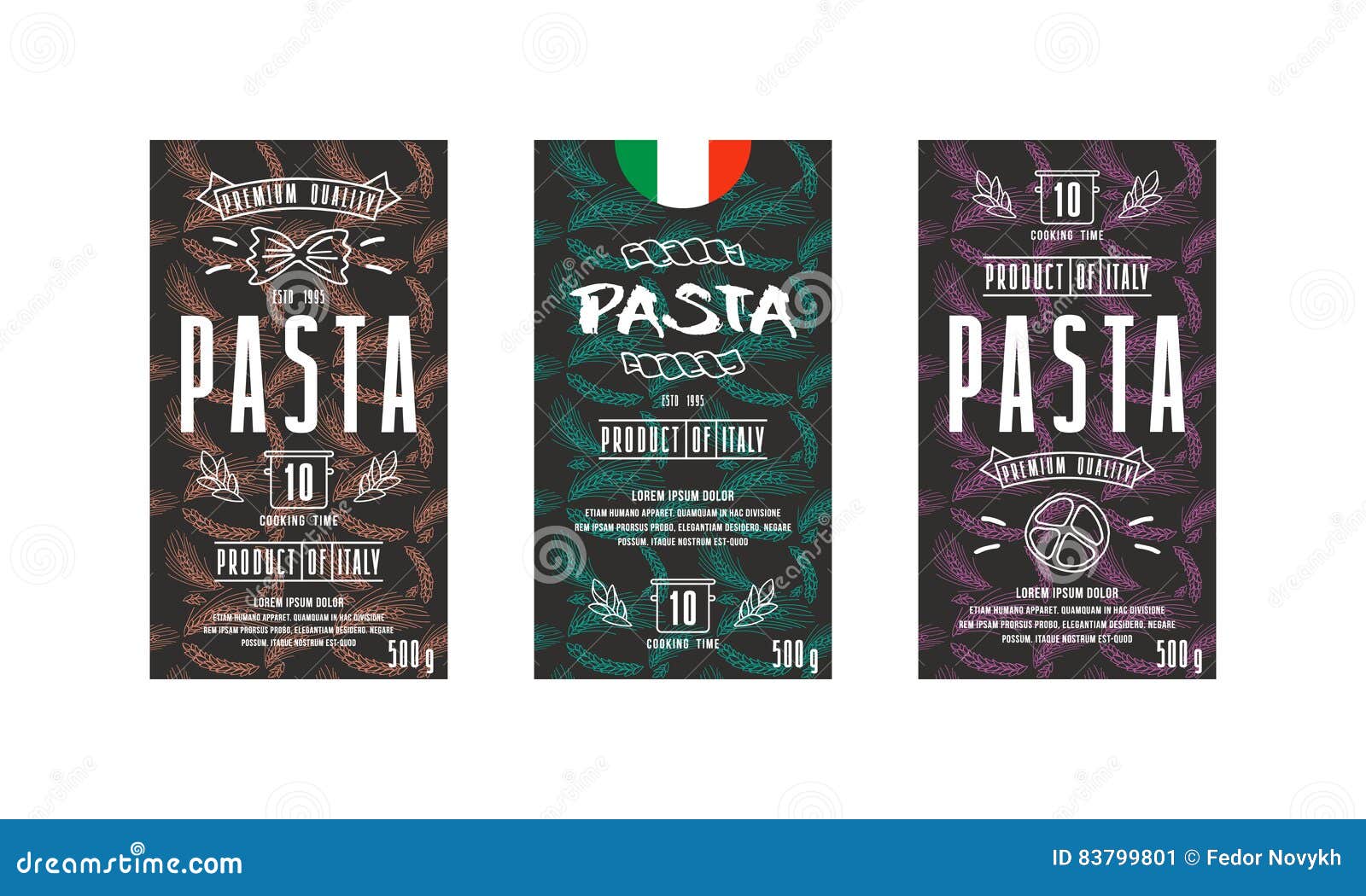 Set of Templates Label for Pasta Stock Vector - Illustration of banner ...
