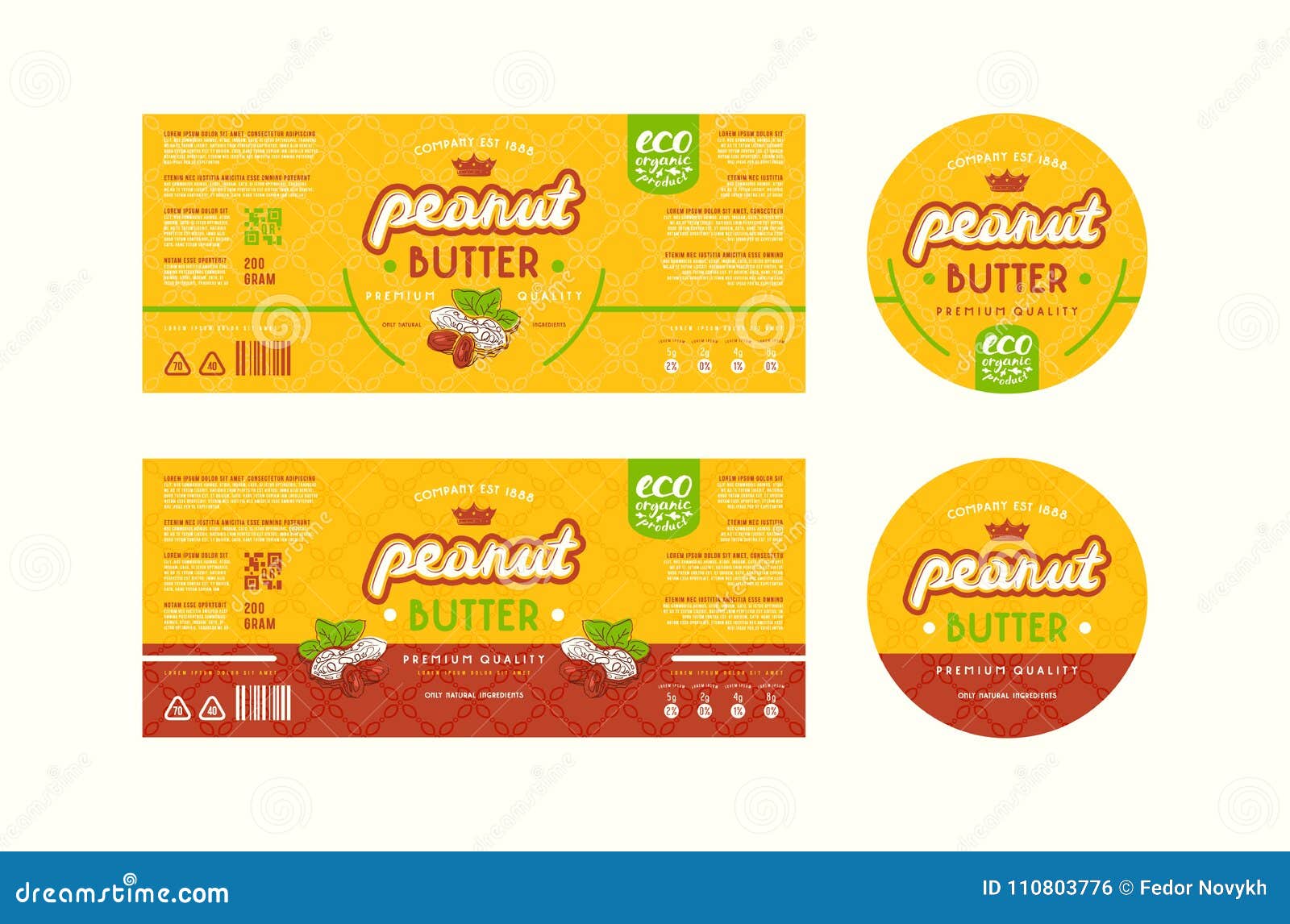 Set of Templates Label for Peanut Butter Stock Vector - Illustration of ...