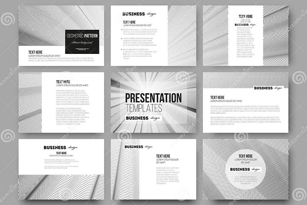 Set of 9 Templates for Presentation Slides. Abstract Lines Background ...