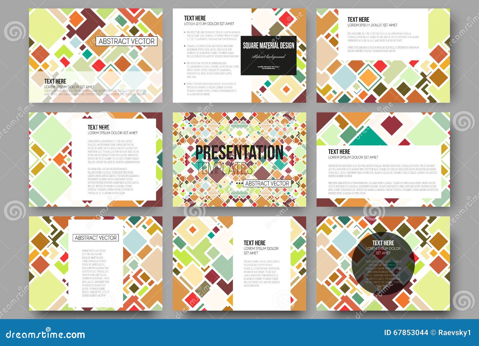 Set of 9 Templates for Presentation Slides. Material Design. Colored ...