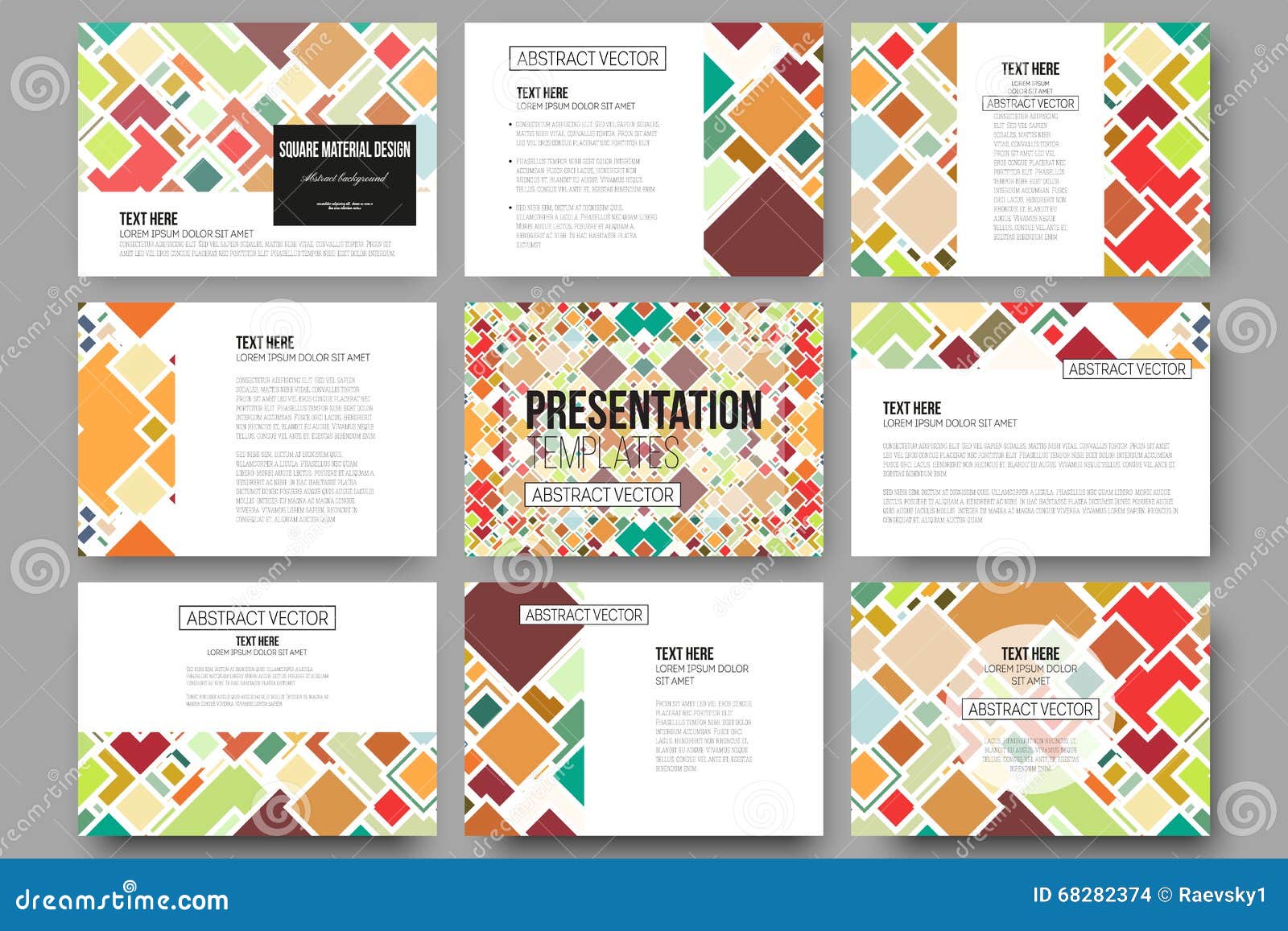 Set of 9 Templates for Presentation Slides. Material Design. Colored ...