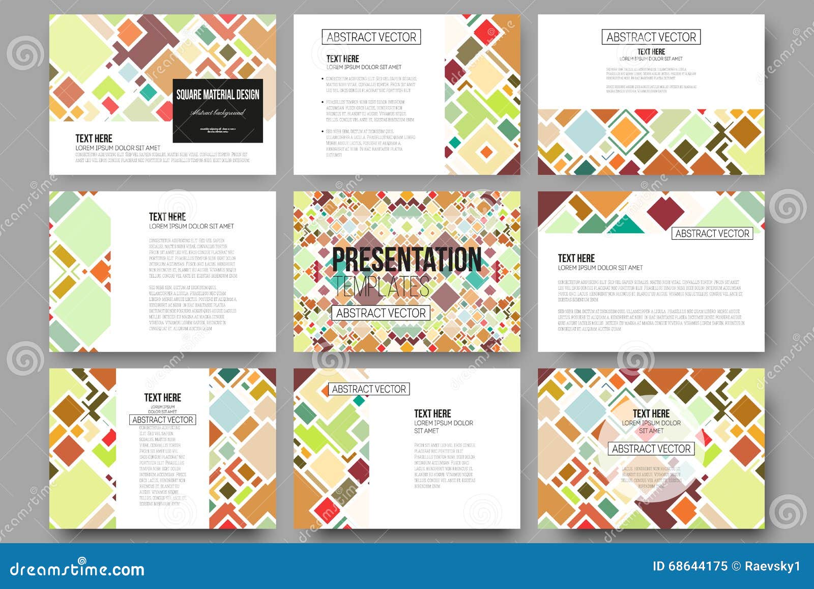 Set of 9 Templates for Presentation Slides. Material Design. Colored ...