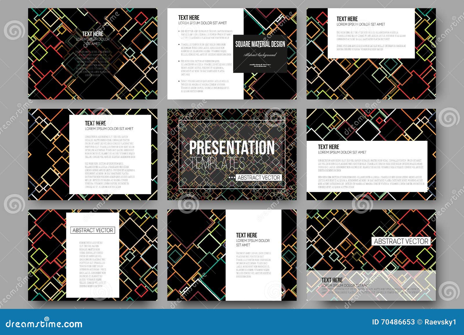 Set of 9 Templates for Presentation Slides. Material Design. Colored ...