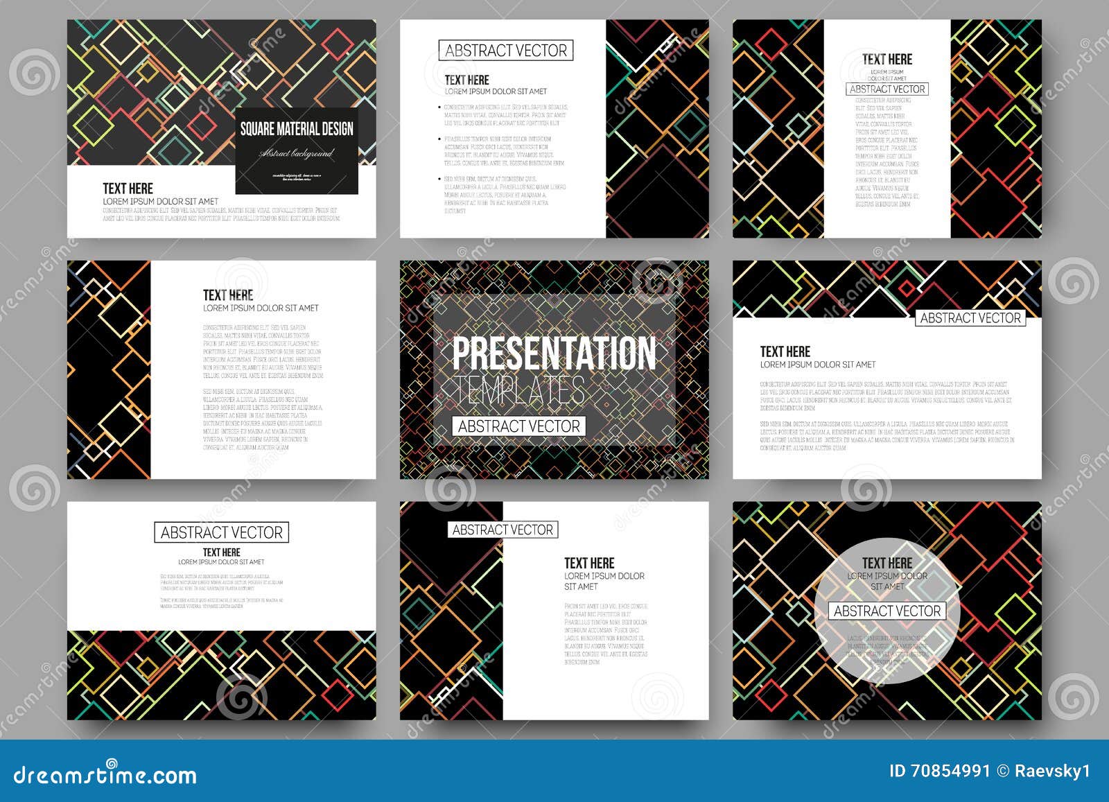 Set of 9 Templates for Presentation Slides. Material Design. Colored ...