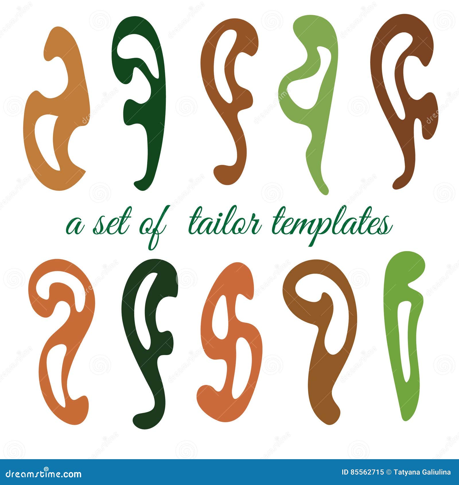 Set of Templates Tailor Sewing Tailor Cut Flat Icons Pattern Lay Stock ...