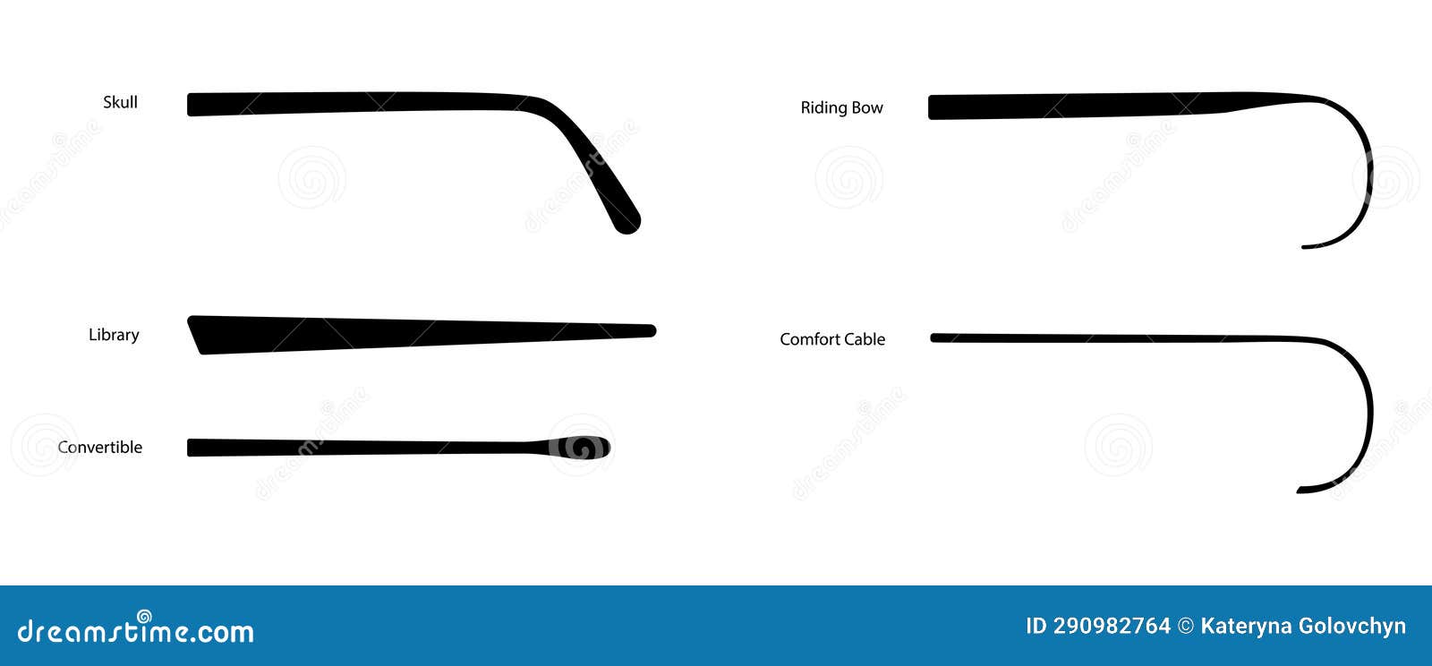 Set Of Temples Arm Eye Frame Glasses Fashion Accessory Illustration Sunglass Part Silhouette