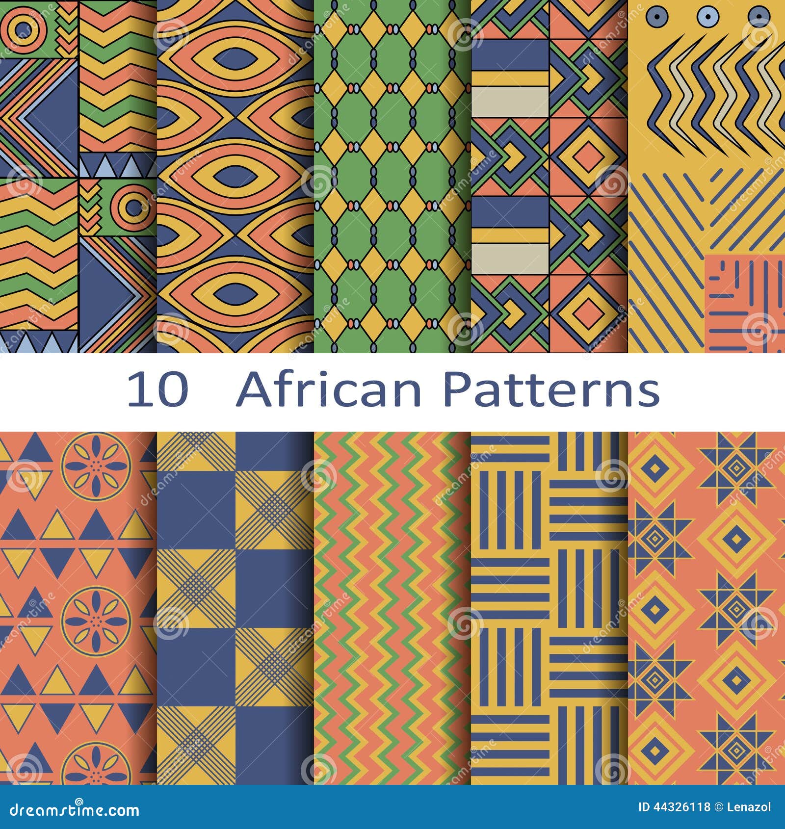 Set of Ten African Patterns Stock Vector - Illustration of african ...