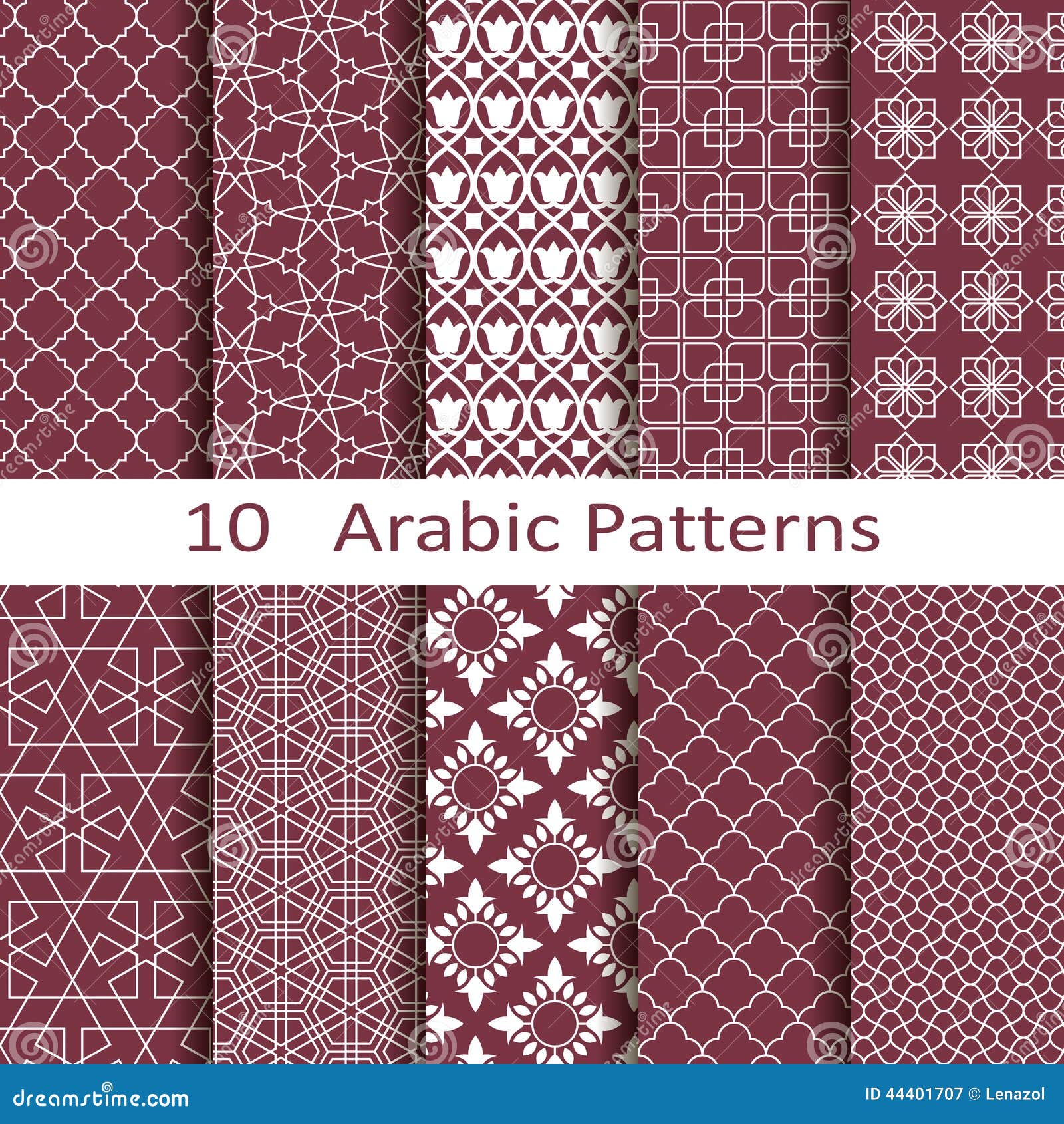 Set of ten Arabic patterns stock vector. Illustration of geometric ...