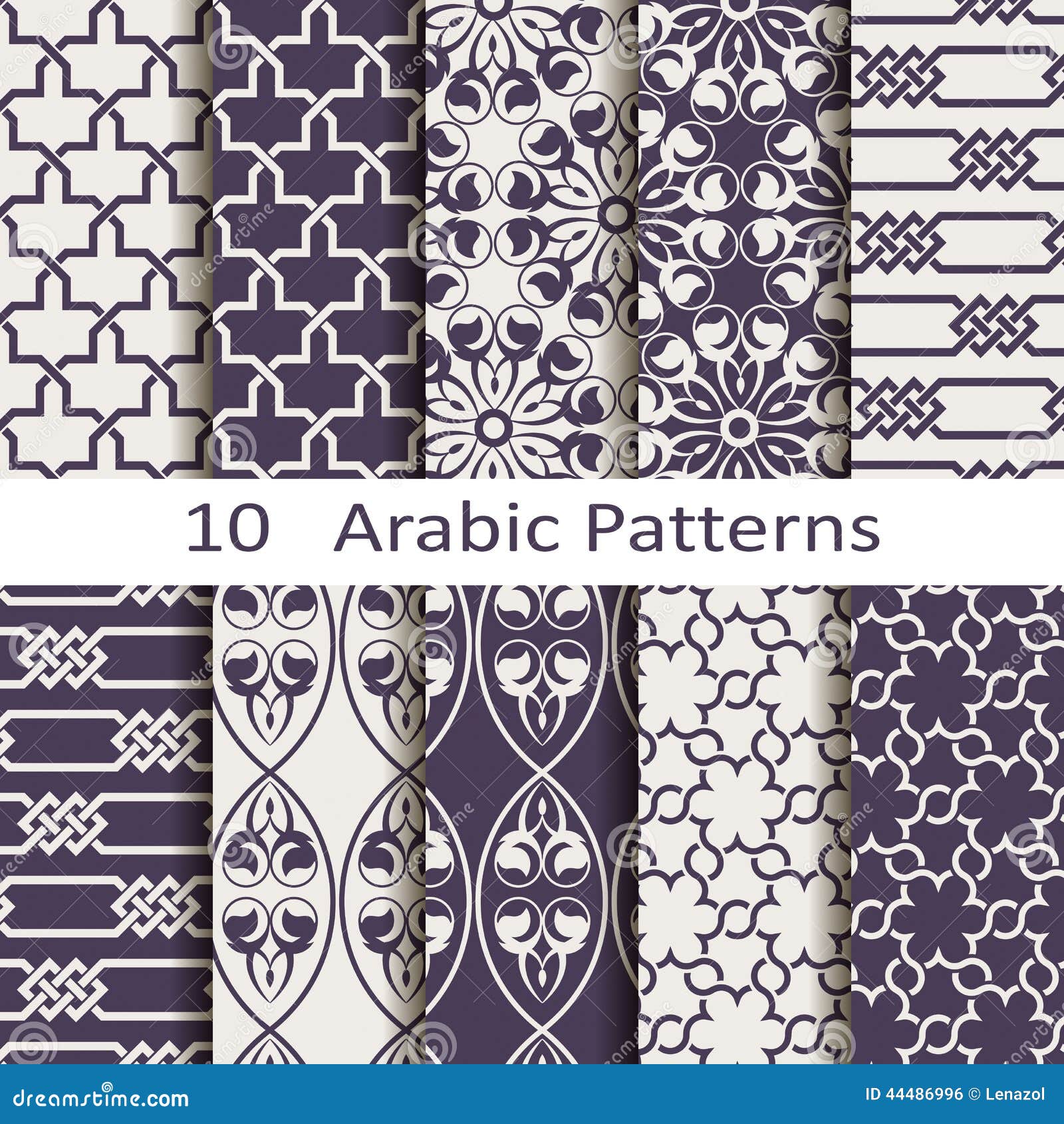 Set of ten Arabic patterns stock vector. Illustration of symbol - 44486996
