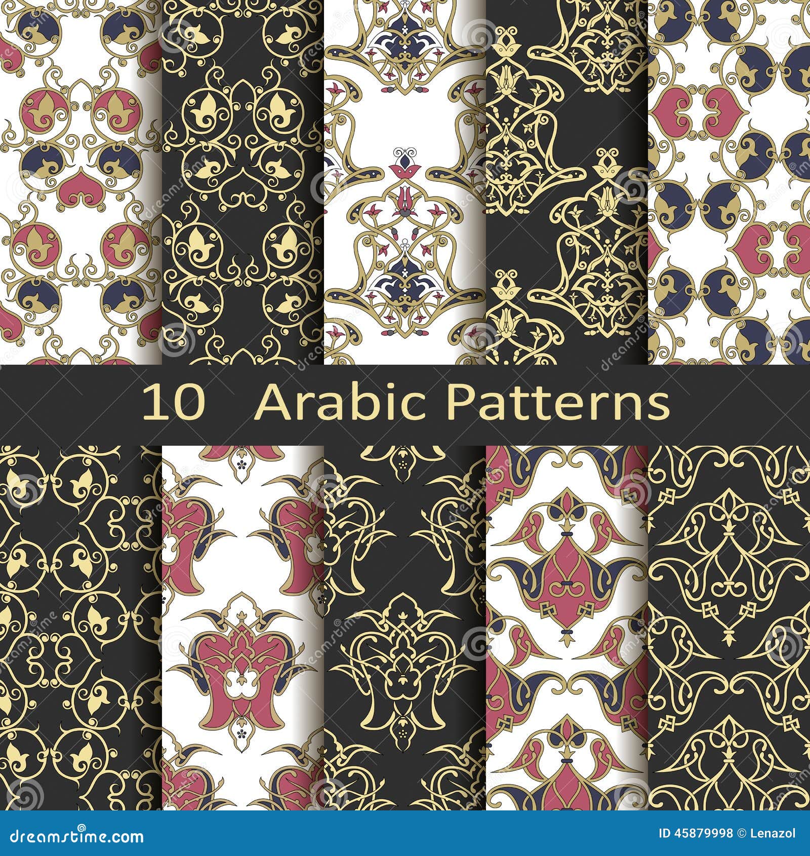 Set of ten Arabic patterns stock vector. Illustration of seamless ...