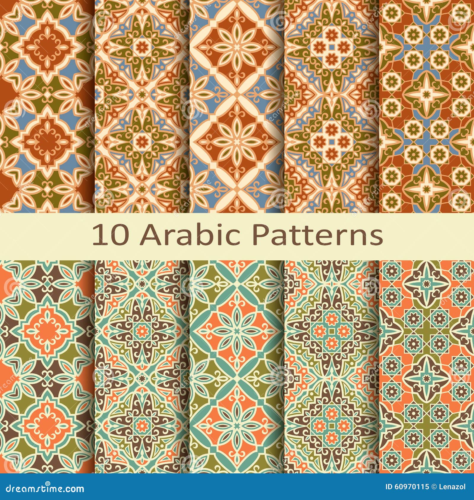 Set of ten arabic patterns stock vector. Illustration of vector - 60970115