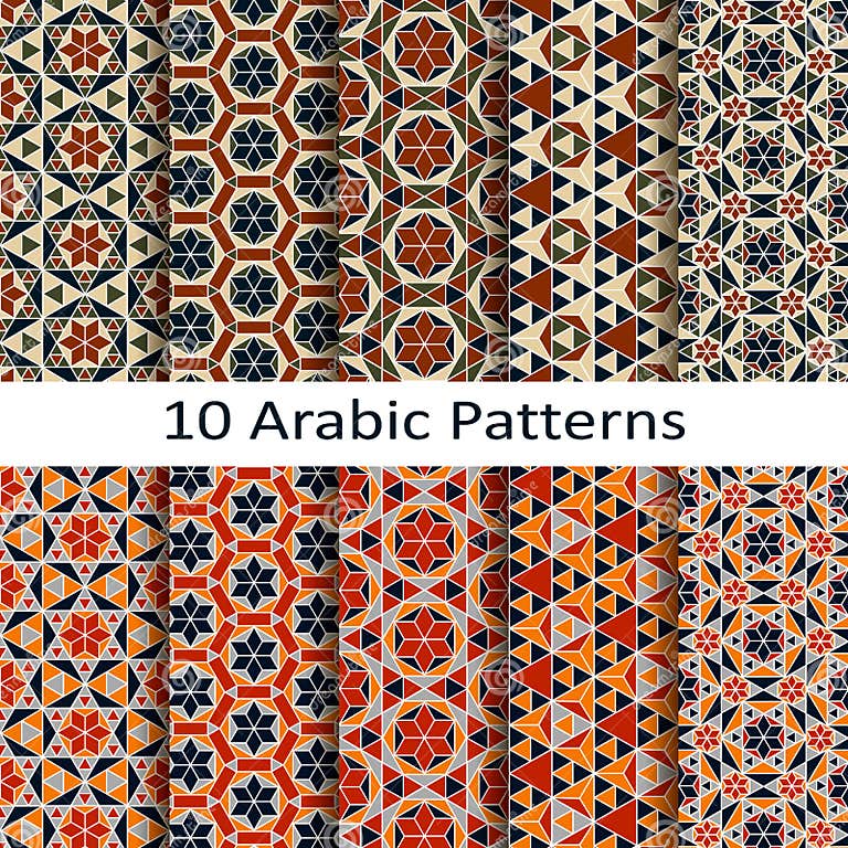 Set of ten arabic patterns stock vector. Illustration of textile - 63956734