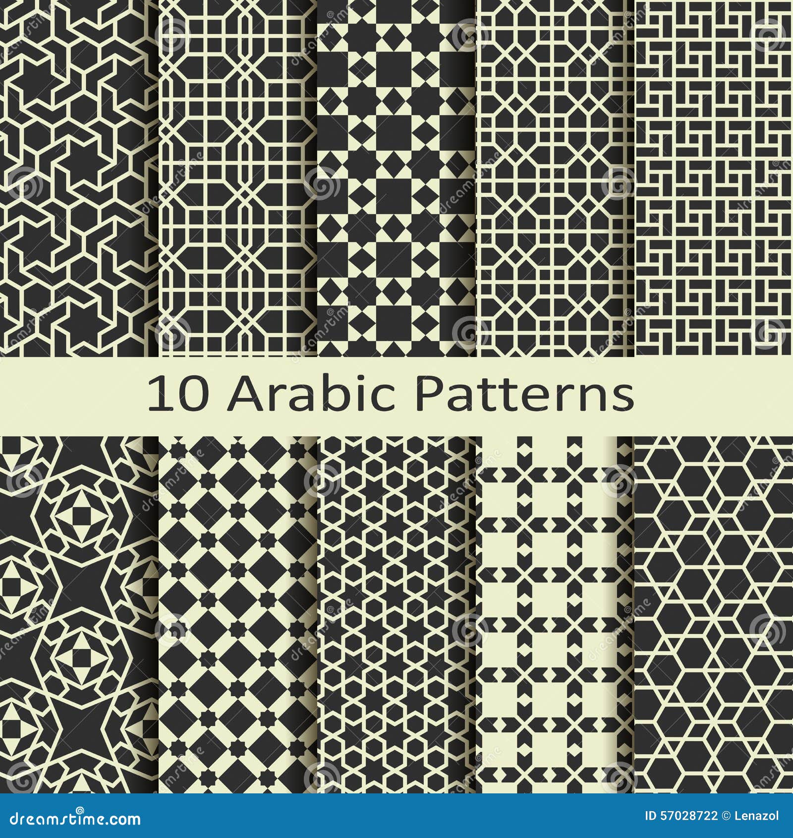 Set of ten arabic patterns stock vector. Illustration of texture - 57028722