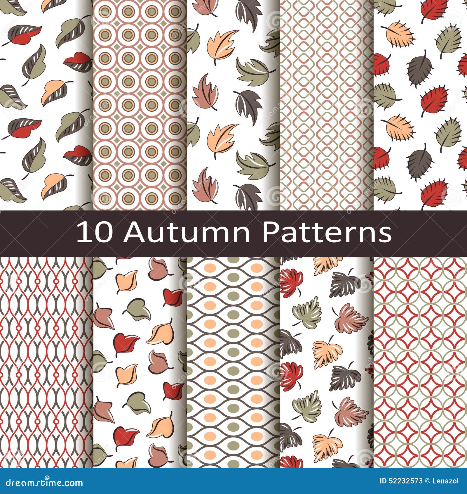 Set of ten autumn patterns stock vector. Illustration of seamless ...