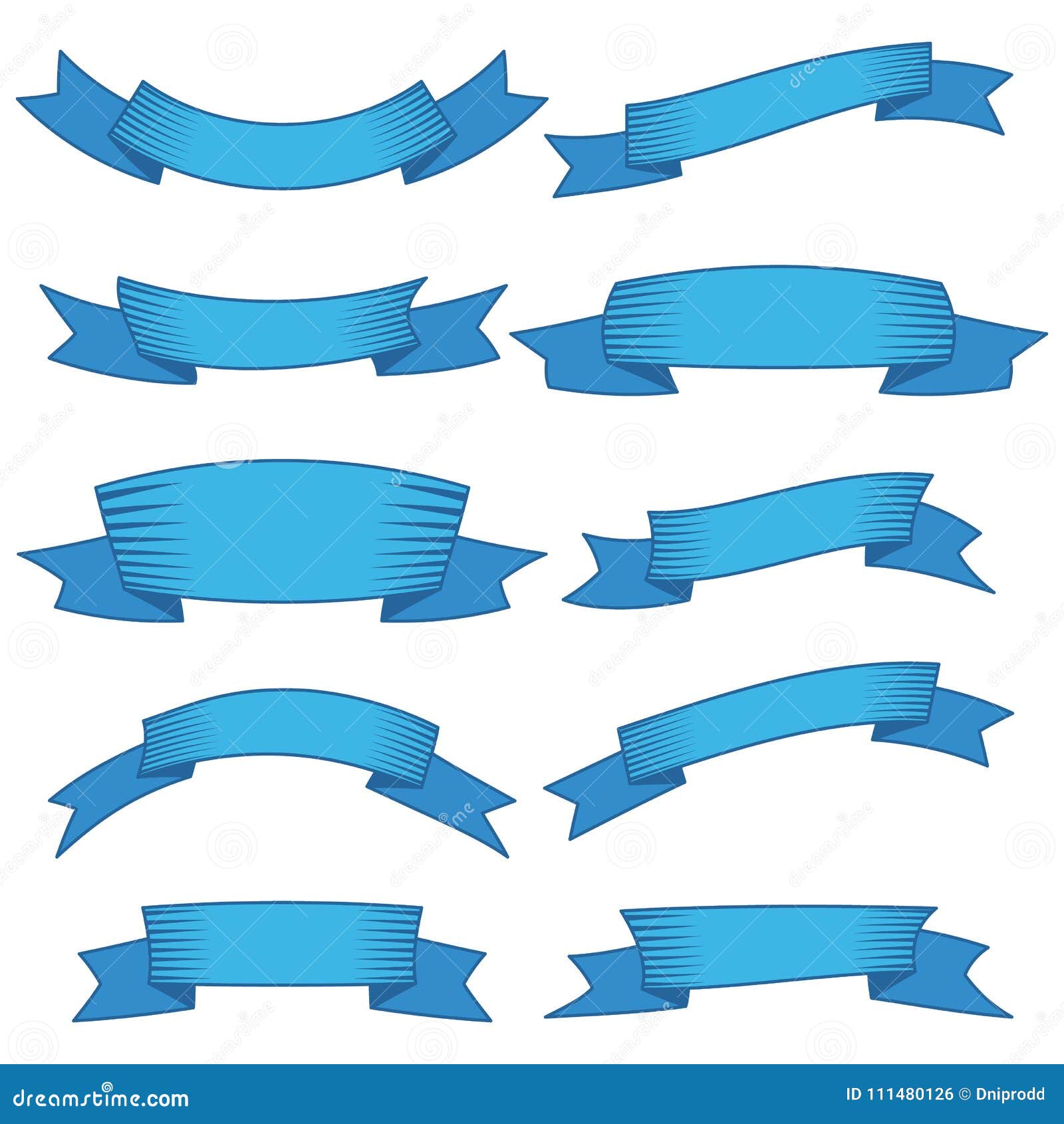 Set of Ten Blue Ribbons and Banners for Web Design. Stock Vector ...
