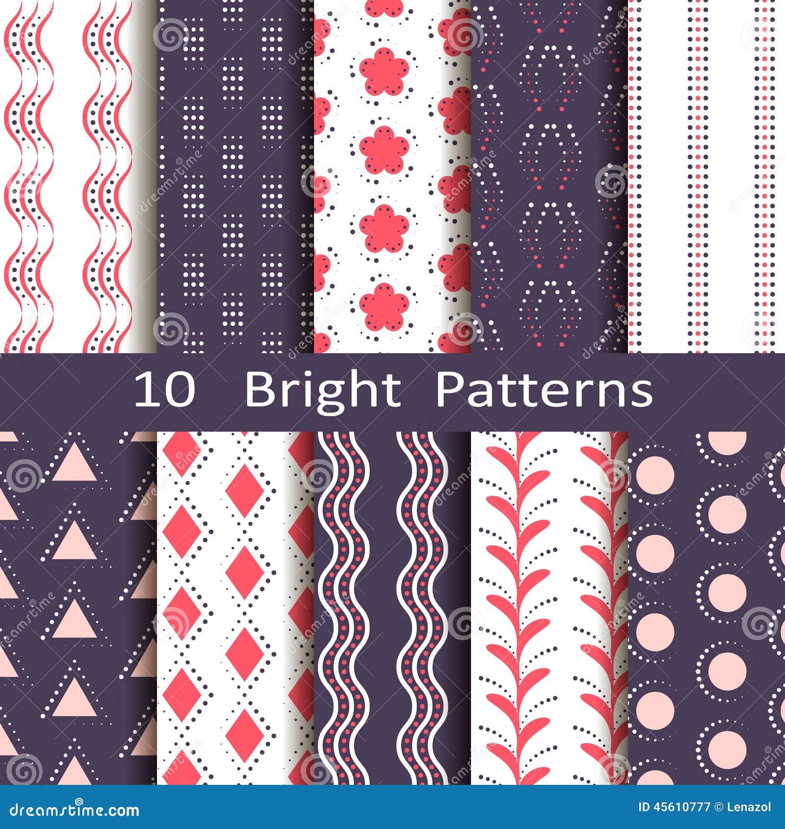 Set of ten bright patterns stock vector. Illustration of square - 45610777