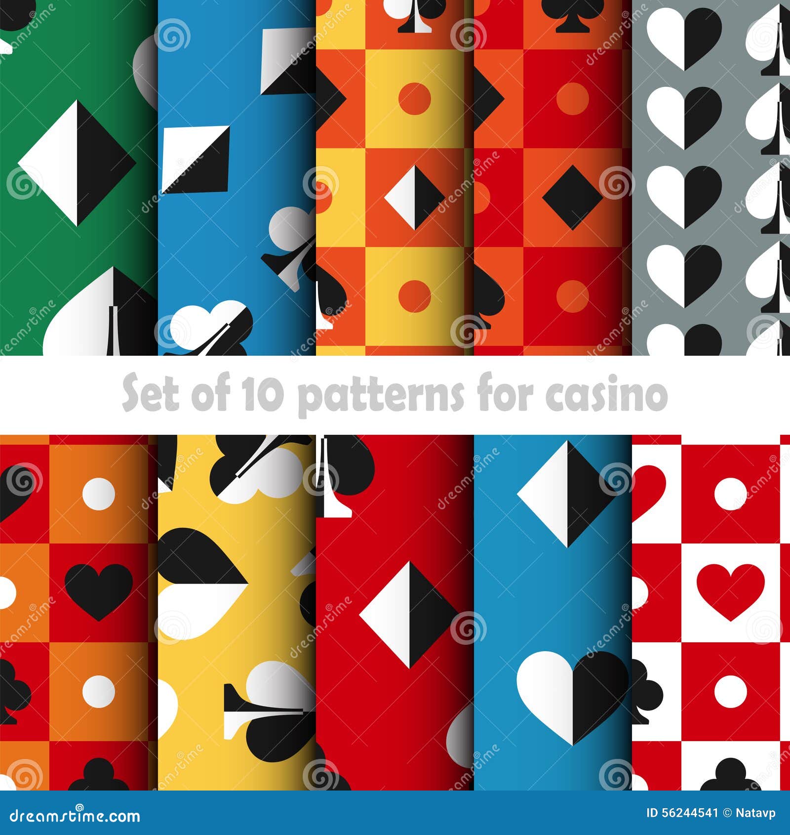 Set of Ten Card Game Vector Seamless Patterns Stock Vector ...