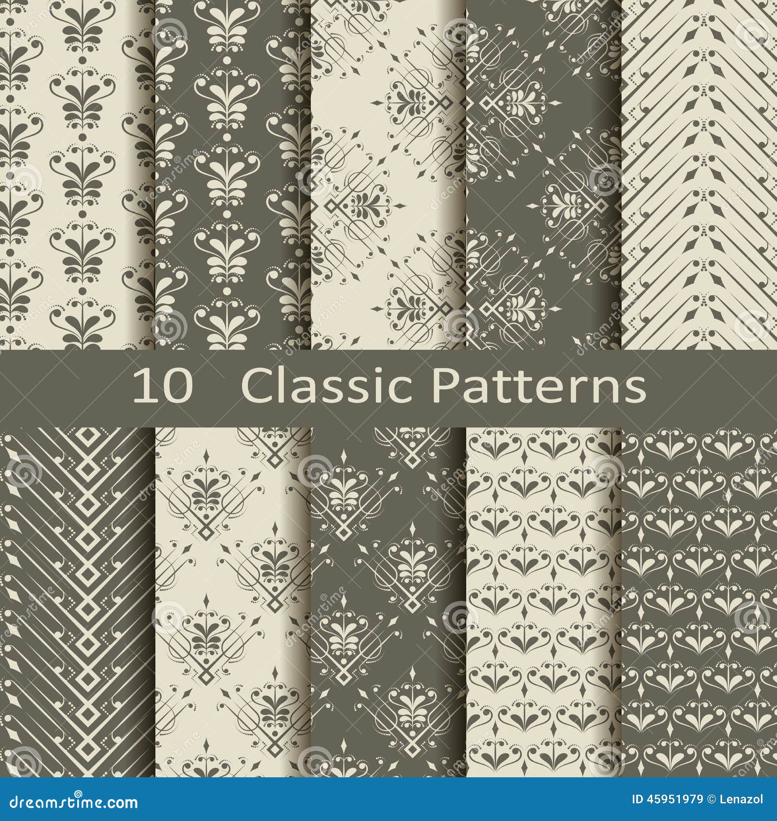 Set of Ten Classic Patterns Stock Vector - Illustration of square ...