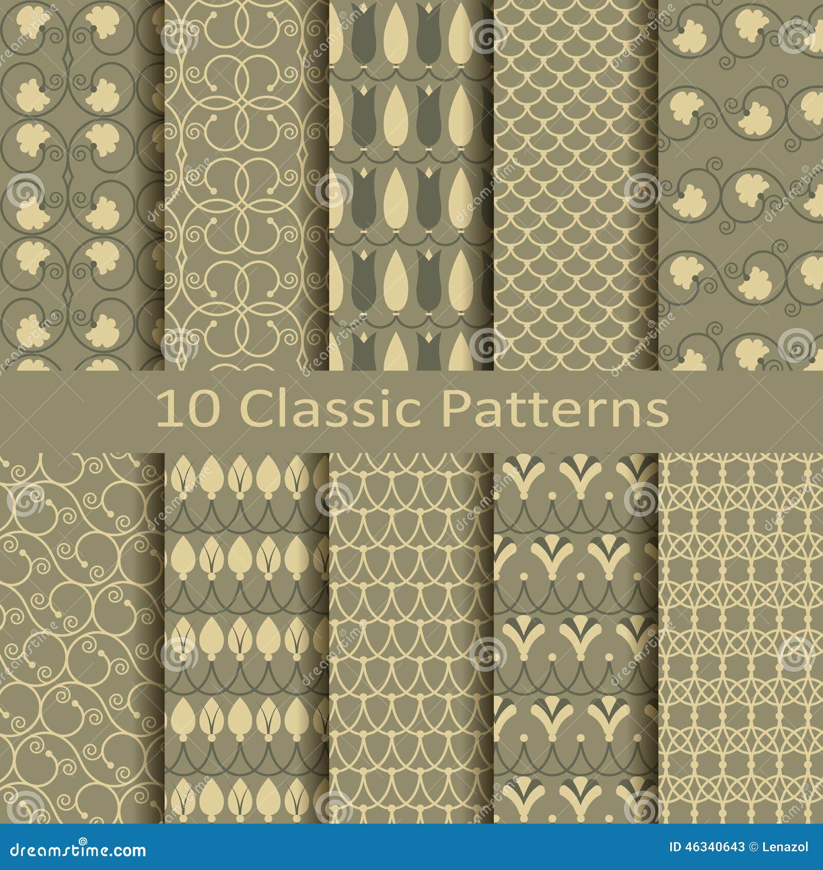 Set of Ten Classic Patterns Stock Vector - Illustration of gradient ...