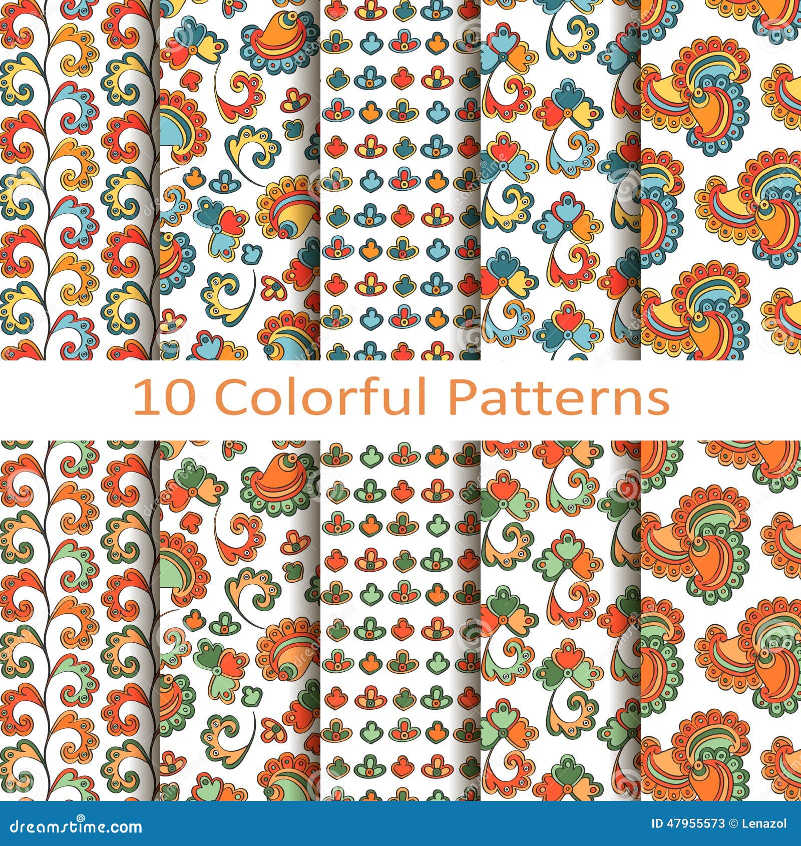 Set of Ten Colorful Patterns Stock Vector - Illustration of design ...
