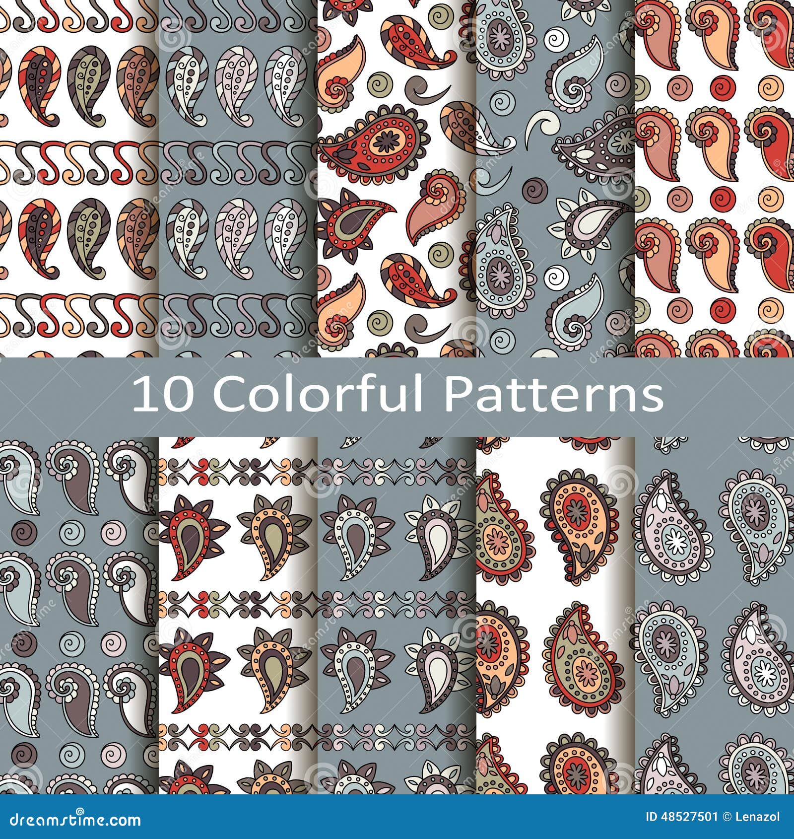 Set of Ten Colorful Patterns Stock Vector - Illustration of textile ...