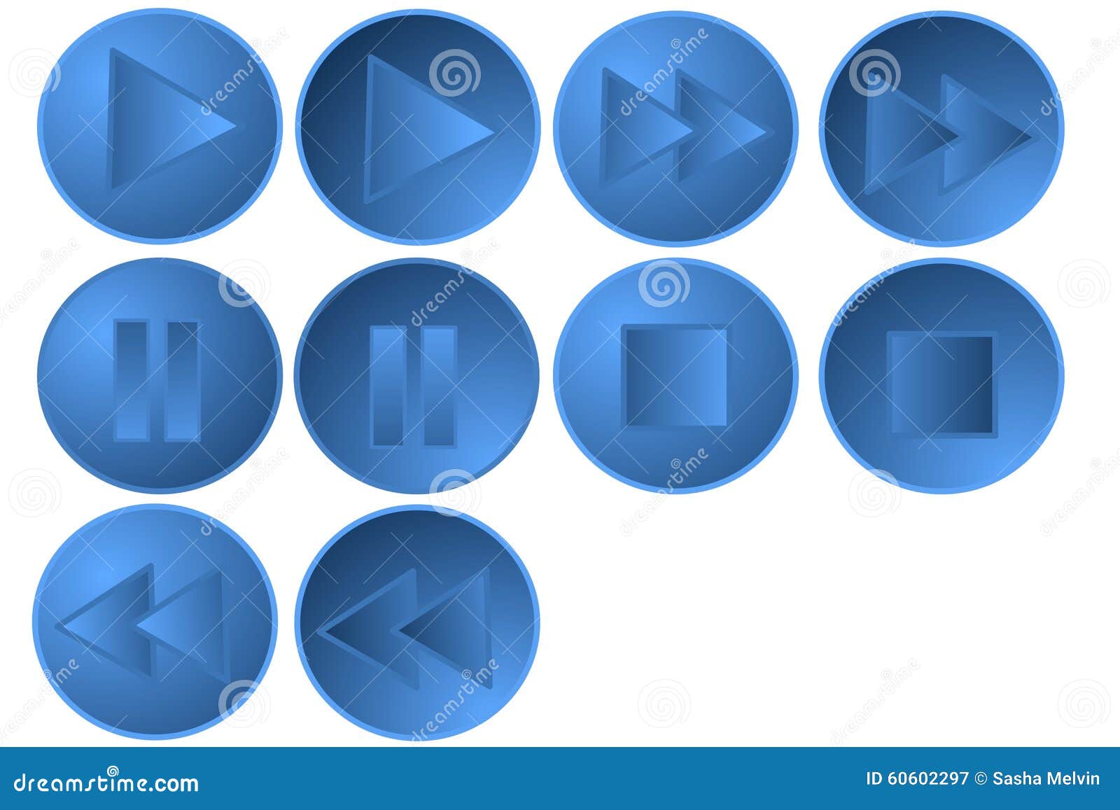Set of Ten Control Buttons stock illustration. Illustration of forward ...