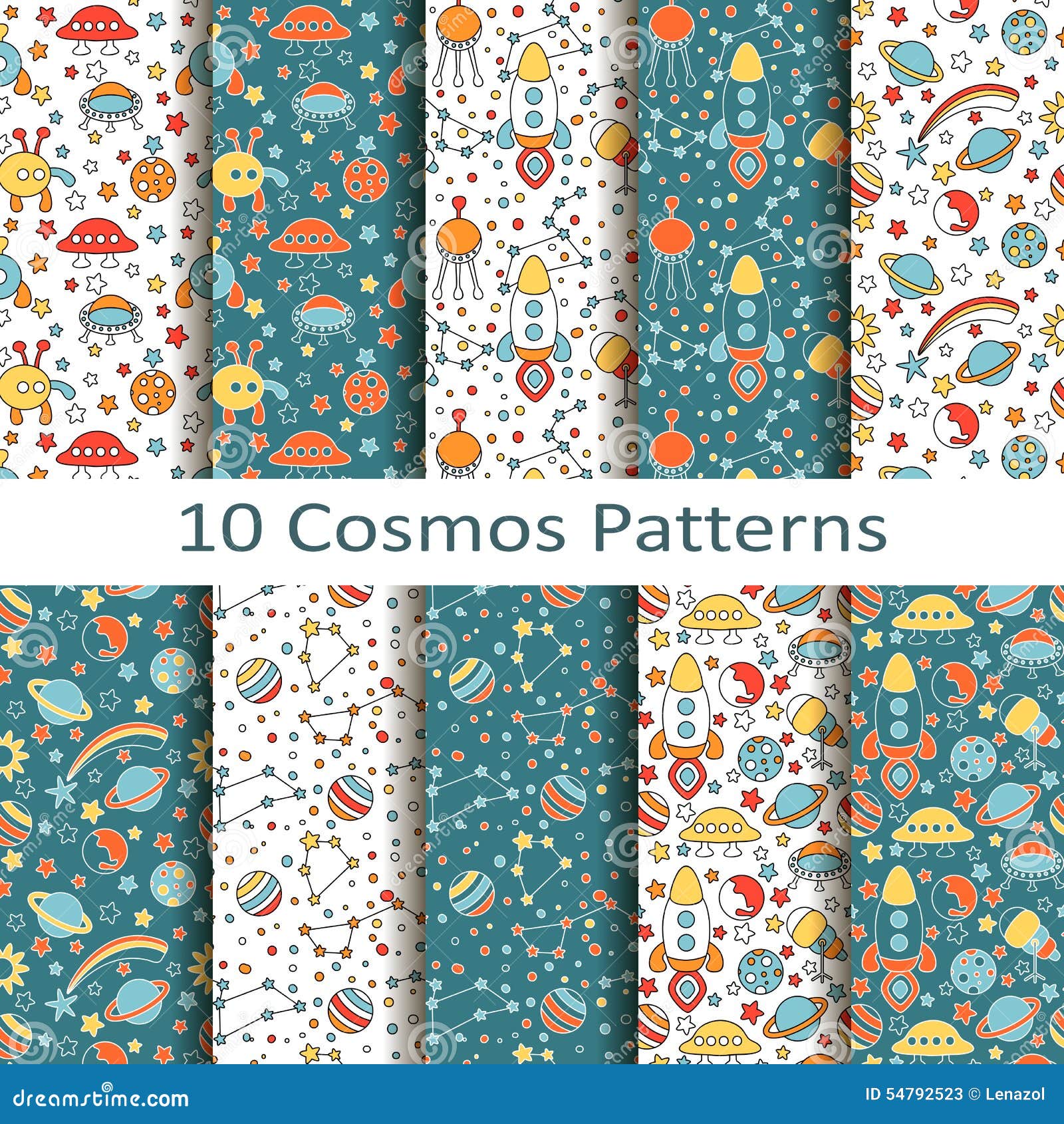 Set of ten cosmos patterns stock vector. Illustration of classic - 54792523