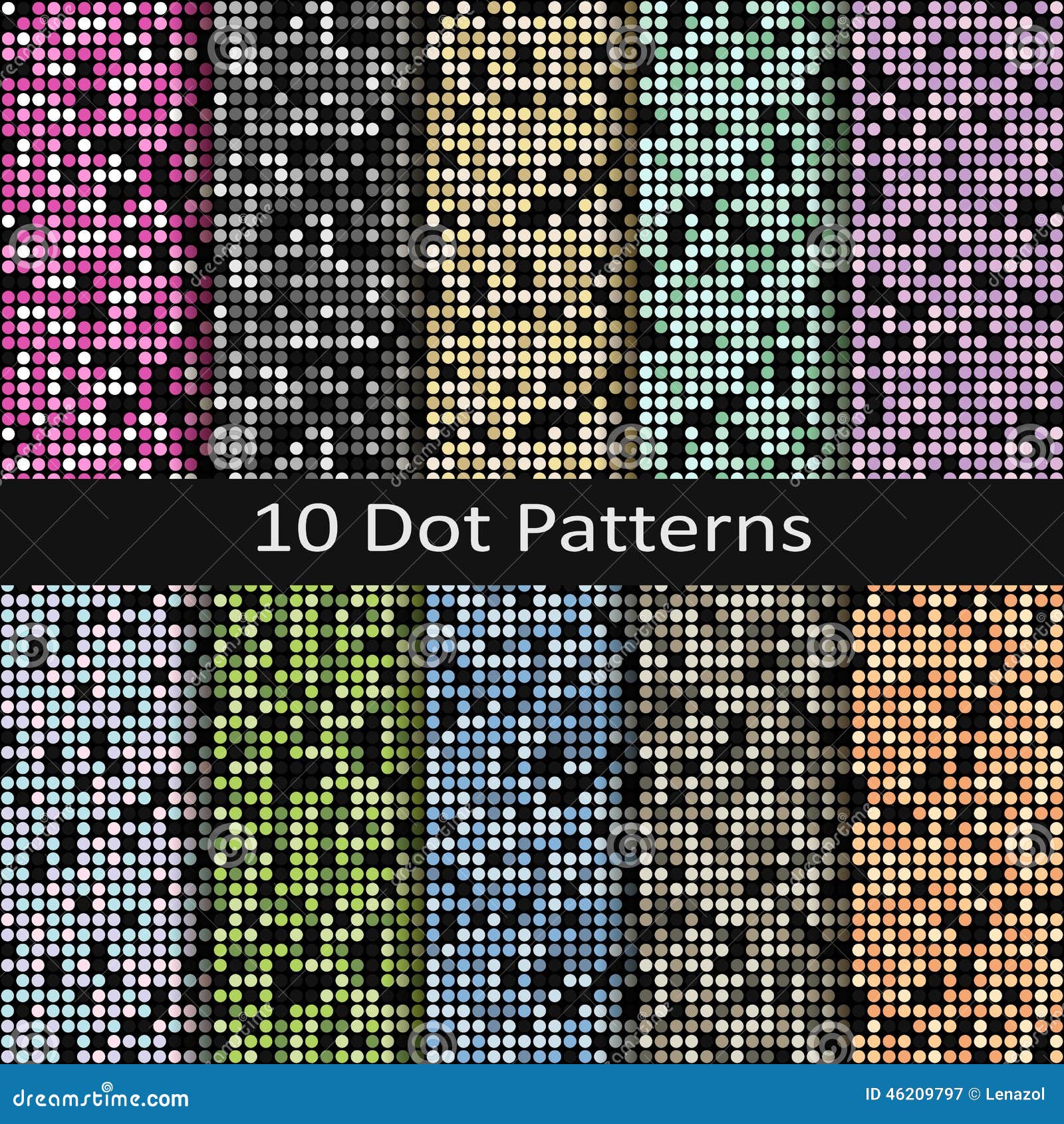 Set of ten dot patterns stock vector. Illustration of flower - 46209797