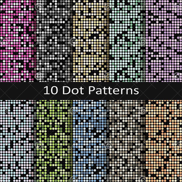 Set of ten dot patterns stock vector. Illustration of flower - 46209797