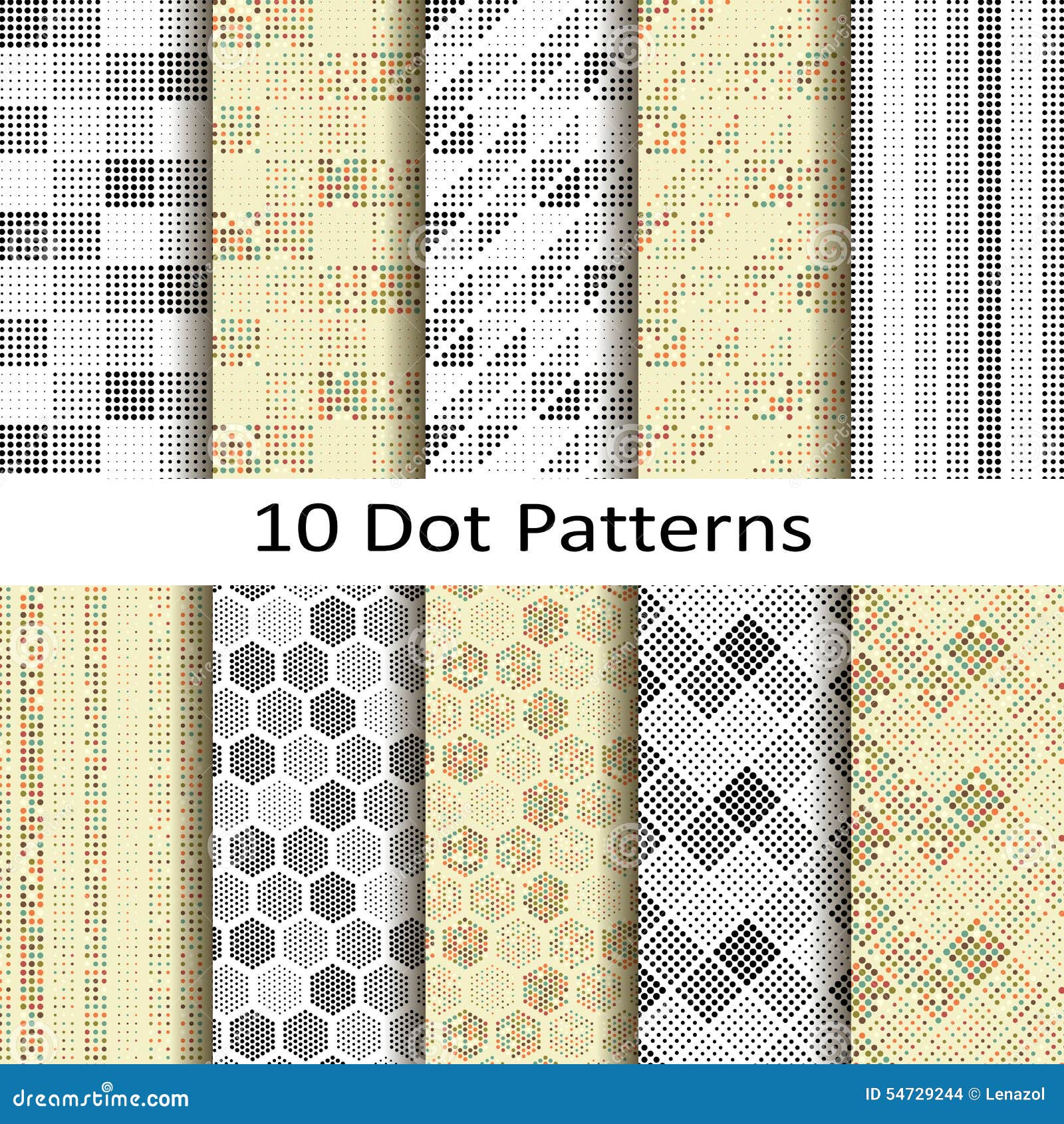 Set of ten dot patterns stock vector. Illustration of antique - 54729244