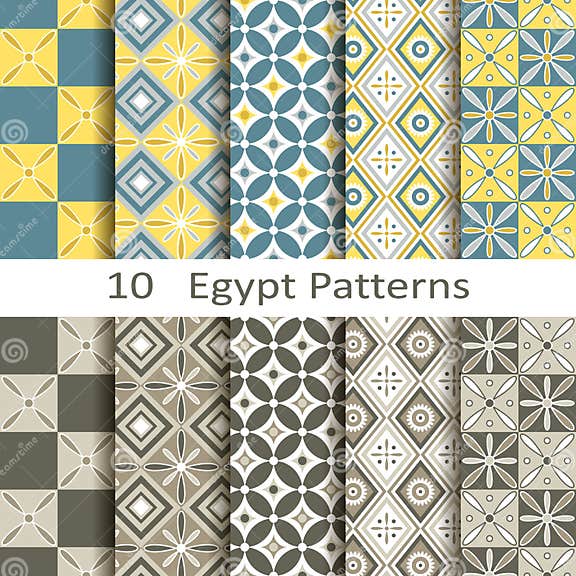 Set of ten Egypt patterns stock vector. Illustration of tradition ...