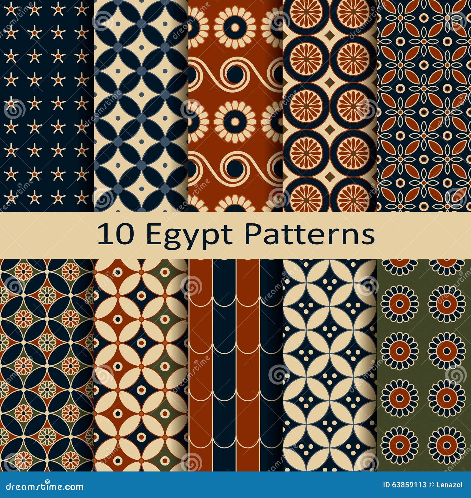 Set of ten egypt patterns stock vector. Illustration of popular - 63859113