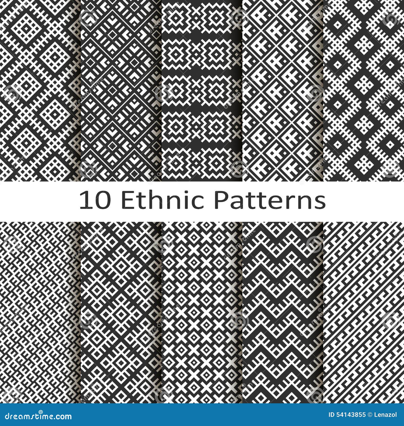 Set of ten ethnic patterns stock vector. Illustration of colorful ...