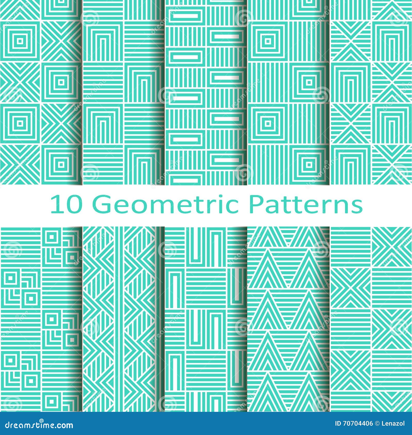 Set of Ten Geometric Lineal Patterns Stock Vector - Illustration of ...