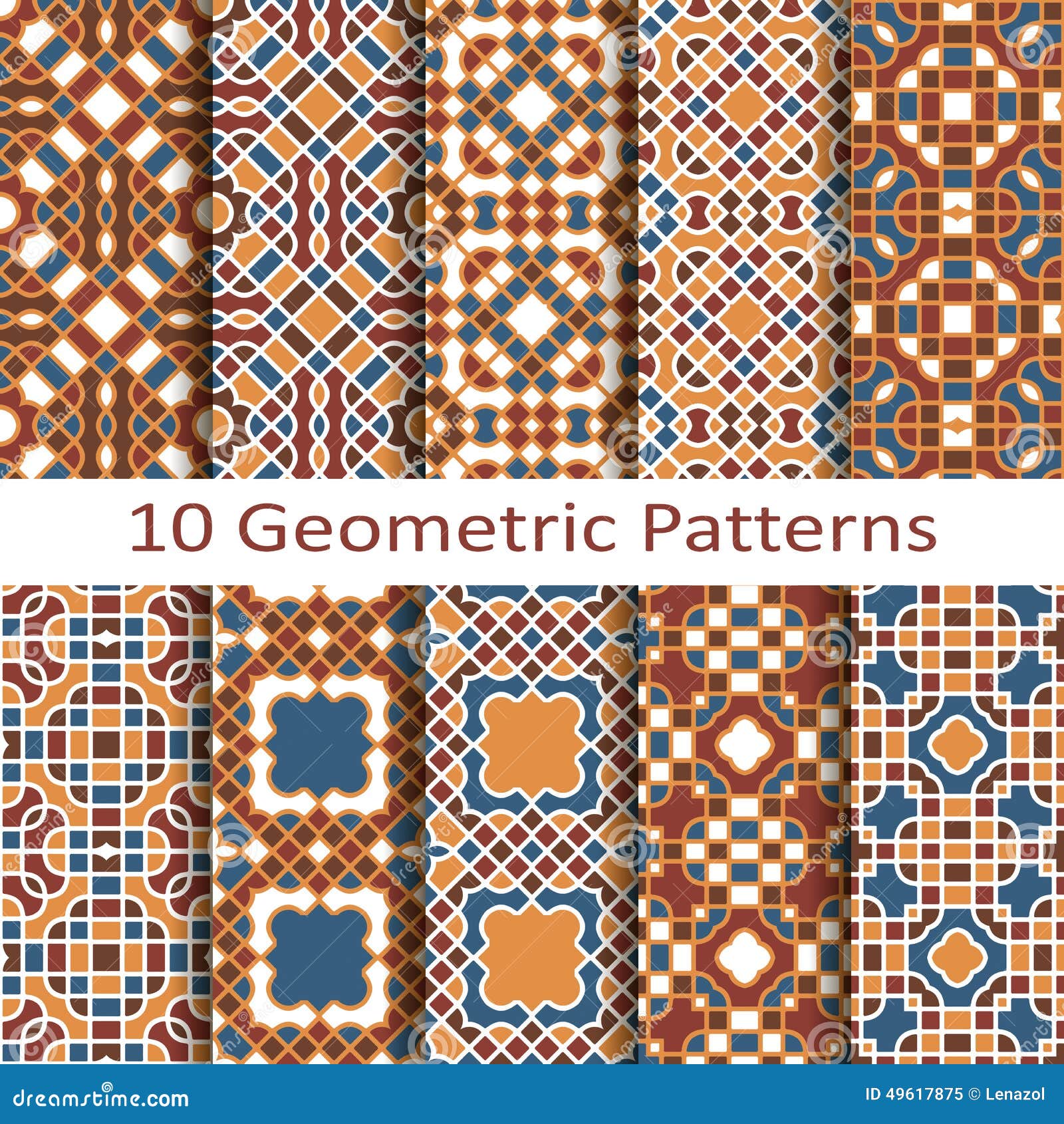 Set of Ten Geometric Patterns Stock Vector - Illustration of celt ...