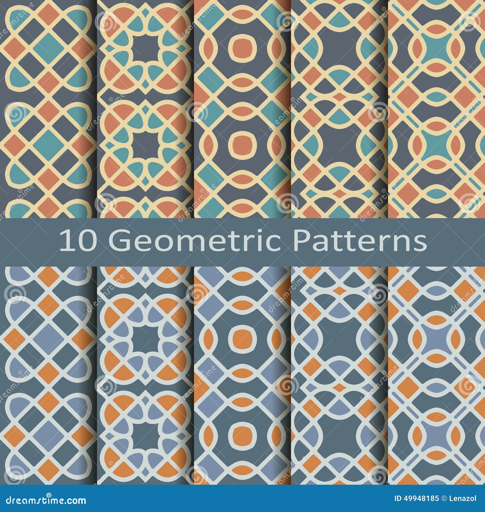 Set of Ten Geometric Patterns Stock Vector - Illustration of wallpaper ...