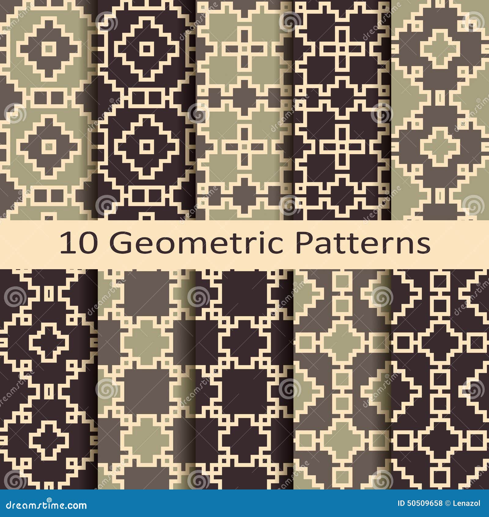 Set of Ten Geometric Patterns Stock Vector - Illustration of ...