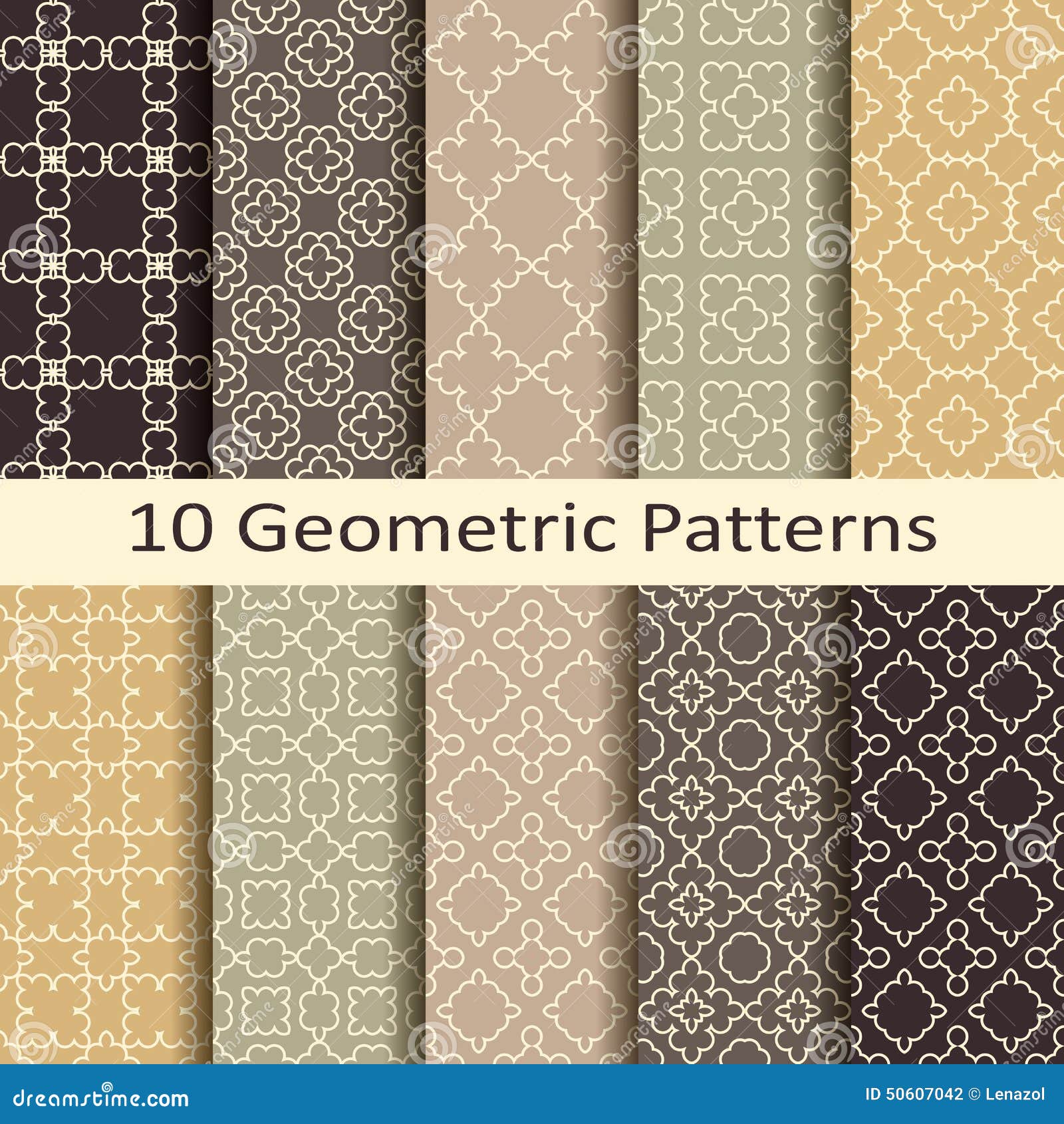 Set of Ten Geometric Patterns Stock Vector - Illustration of vintage ...